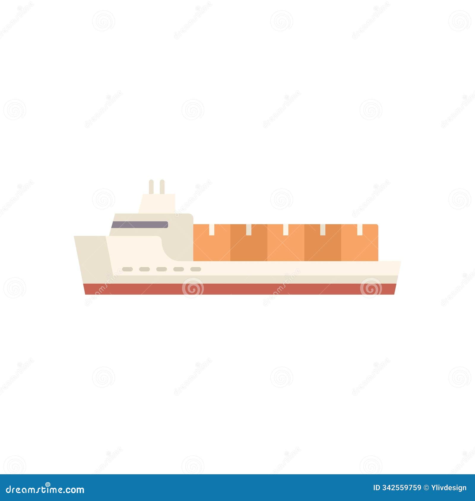 Cargo Ship Carrying Freight Containers on White Background Stock ...