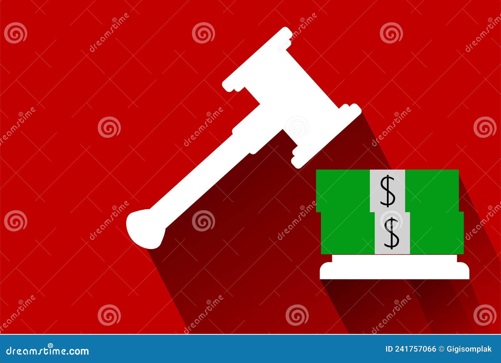 Simple Vector Illustration for Corruption, Gavel with Dollar Money ...