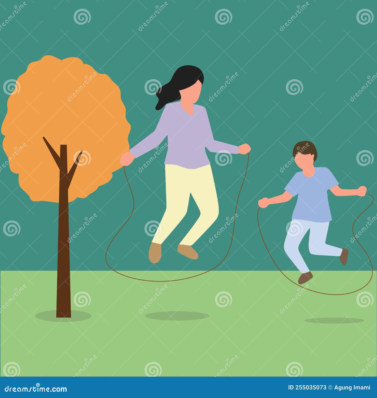 Simple Vector Illustration Drawing Of A Young Mother And His Son Train