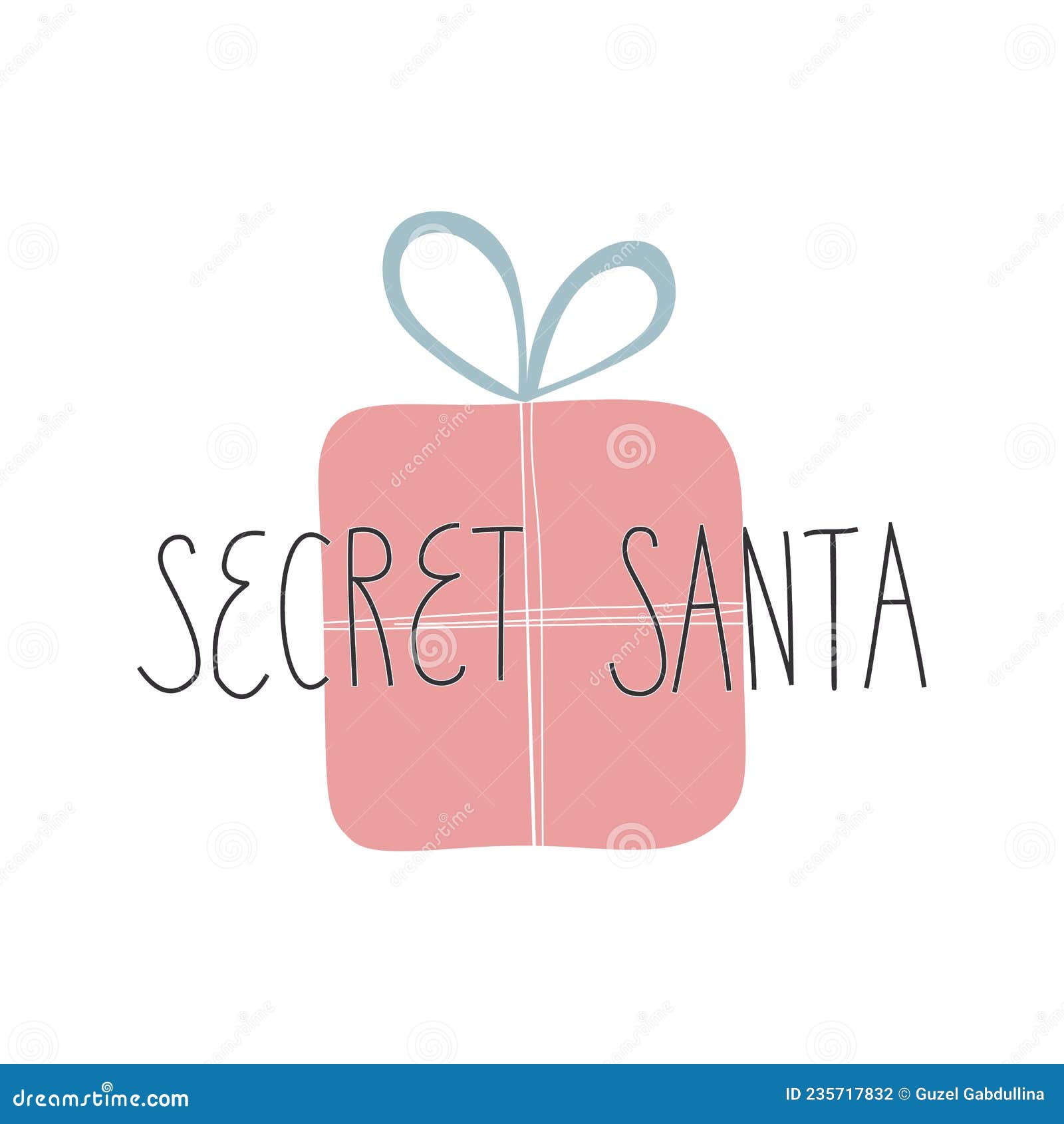 Simple Vector Illustration with Lettering Secret Santa and Gift Box for ...
