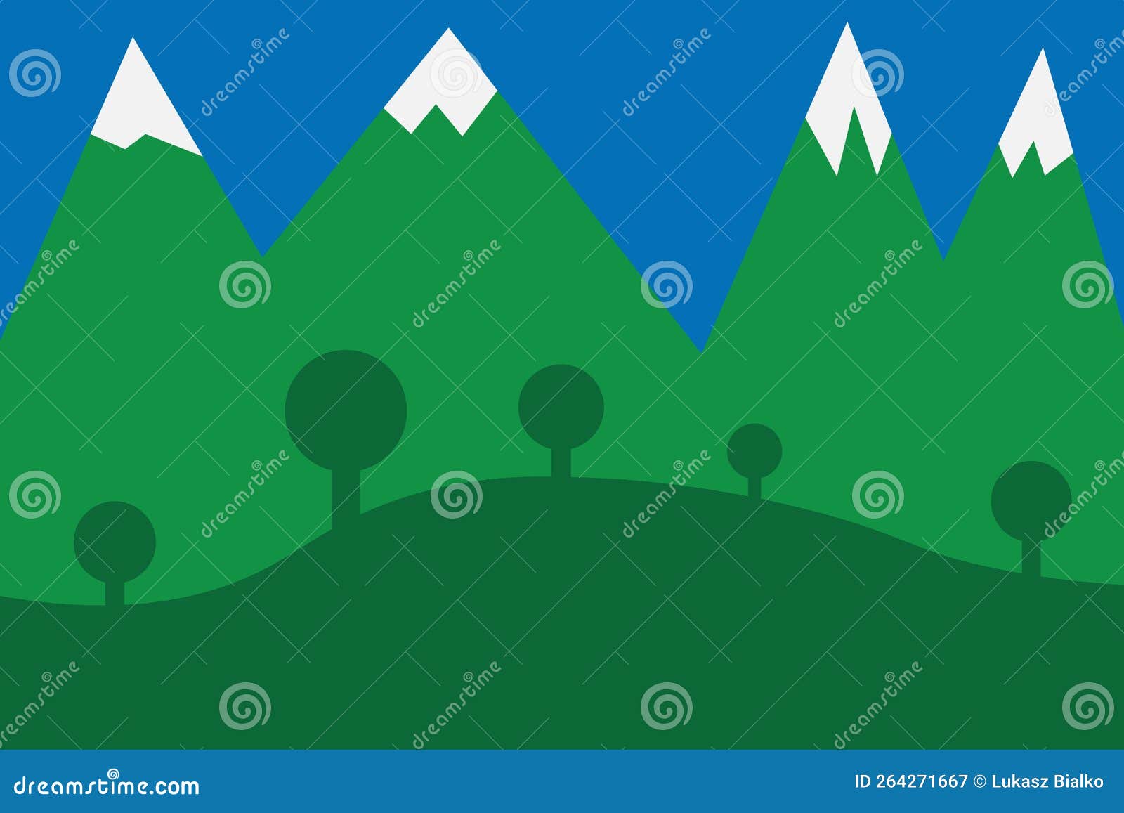 Simple Vector Illustration of Mountains and Meadows Stock Vector ...