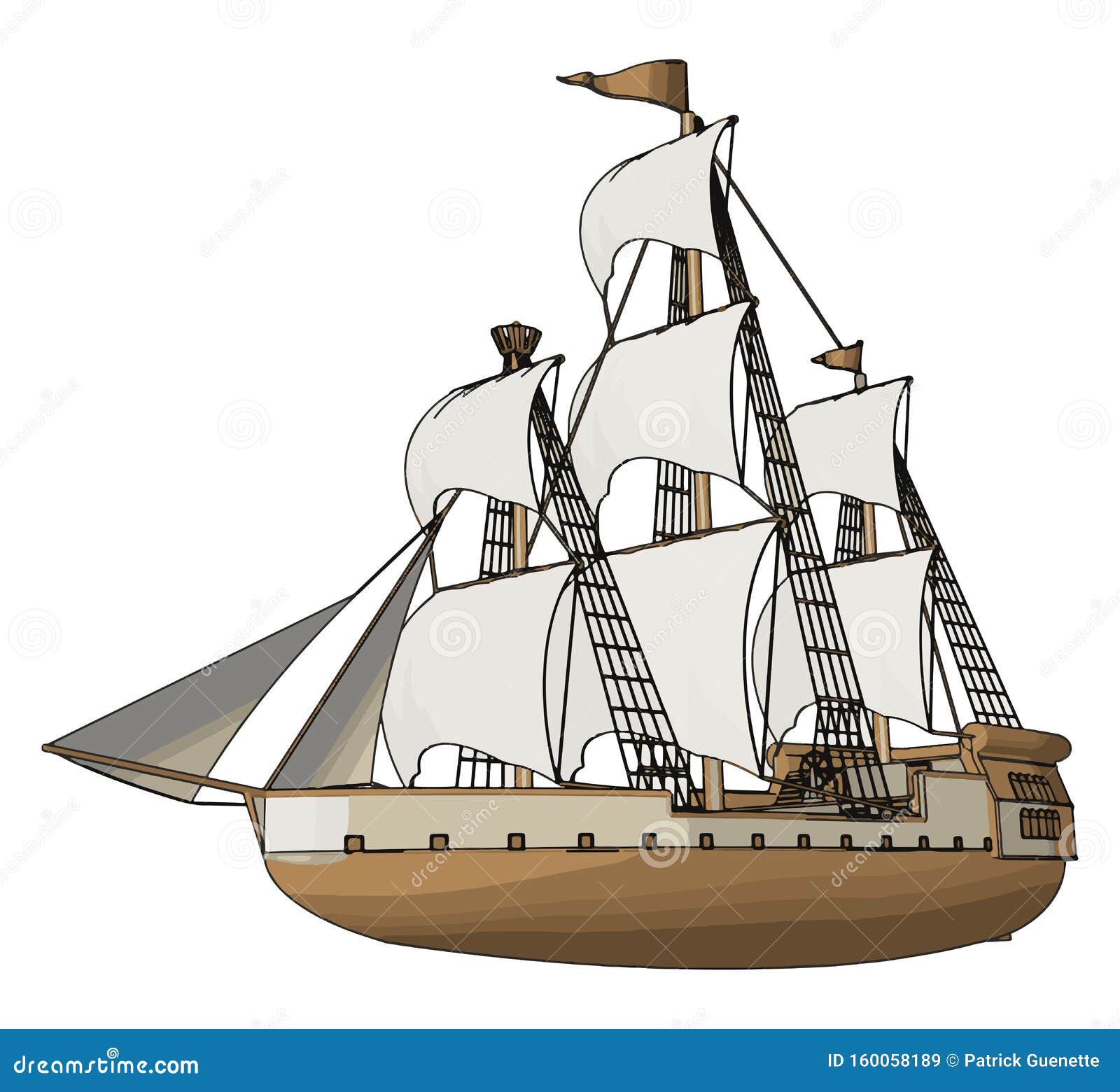 Simple Vector Illustration of an Old Sailing Ship Stock Vector ...