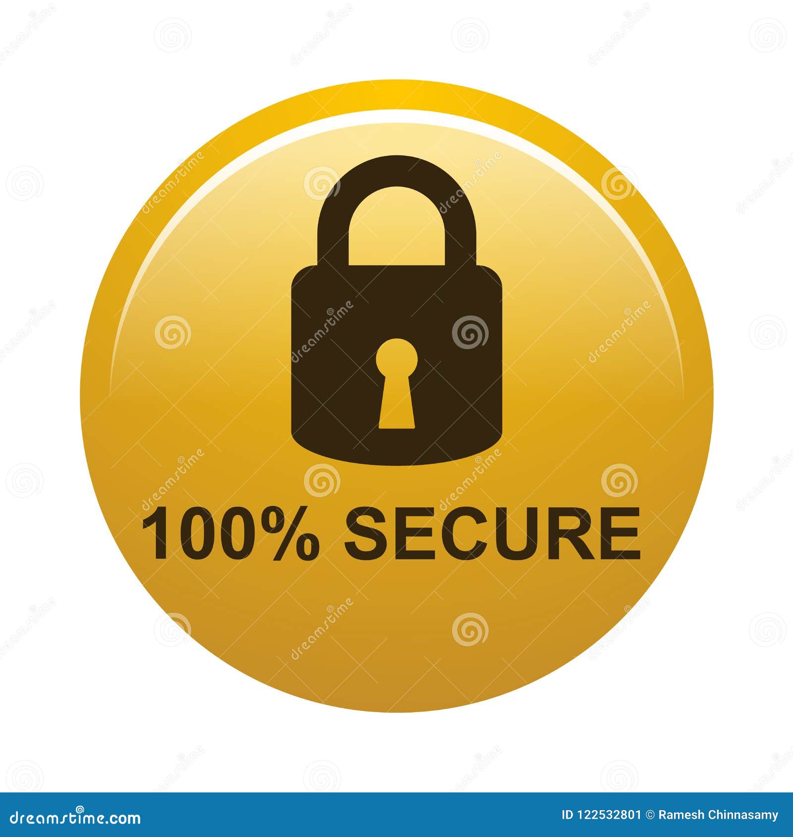 100 secure button stock vector. Illustration of isolated - 122532801