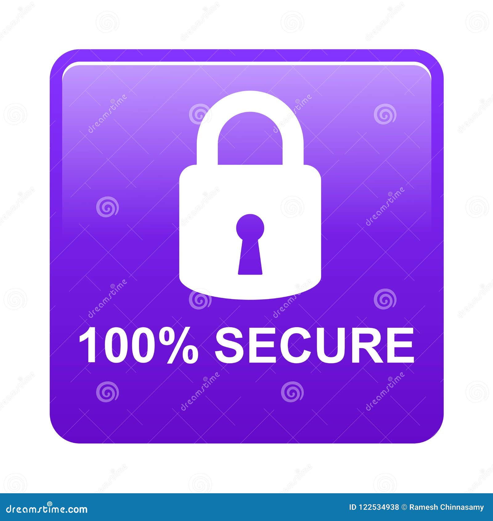 100 secure button stock vector. Illustration of flat - 122534938