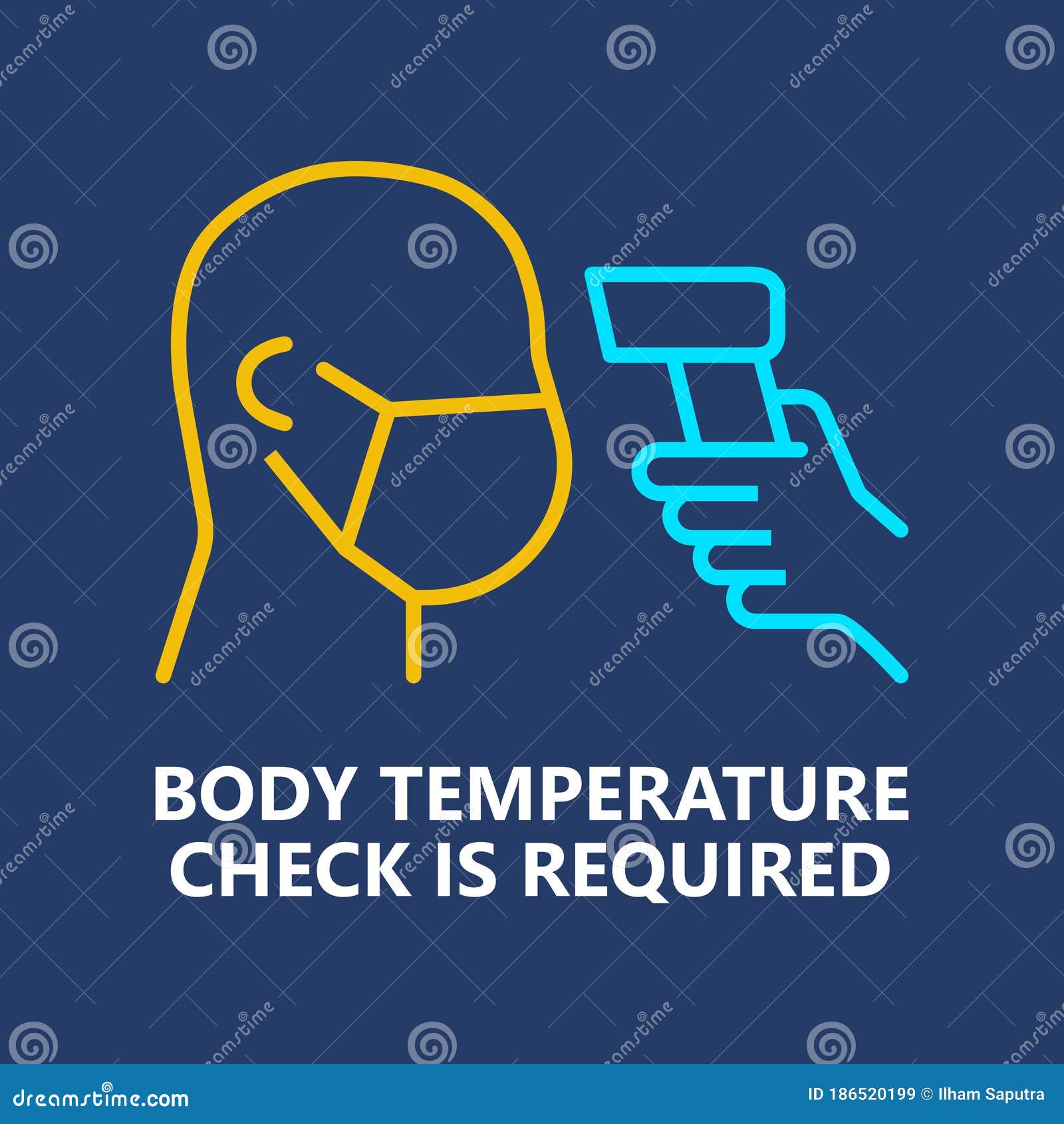 Simple Vector Illustration Showing Body Temperature Check Sign during ...