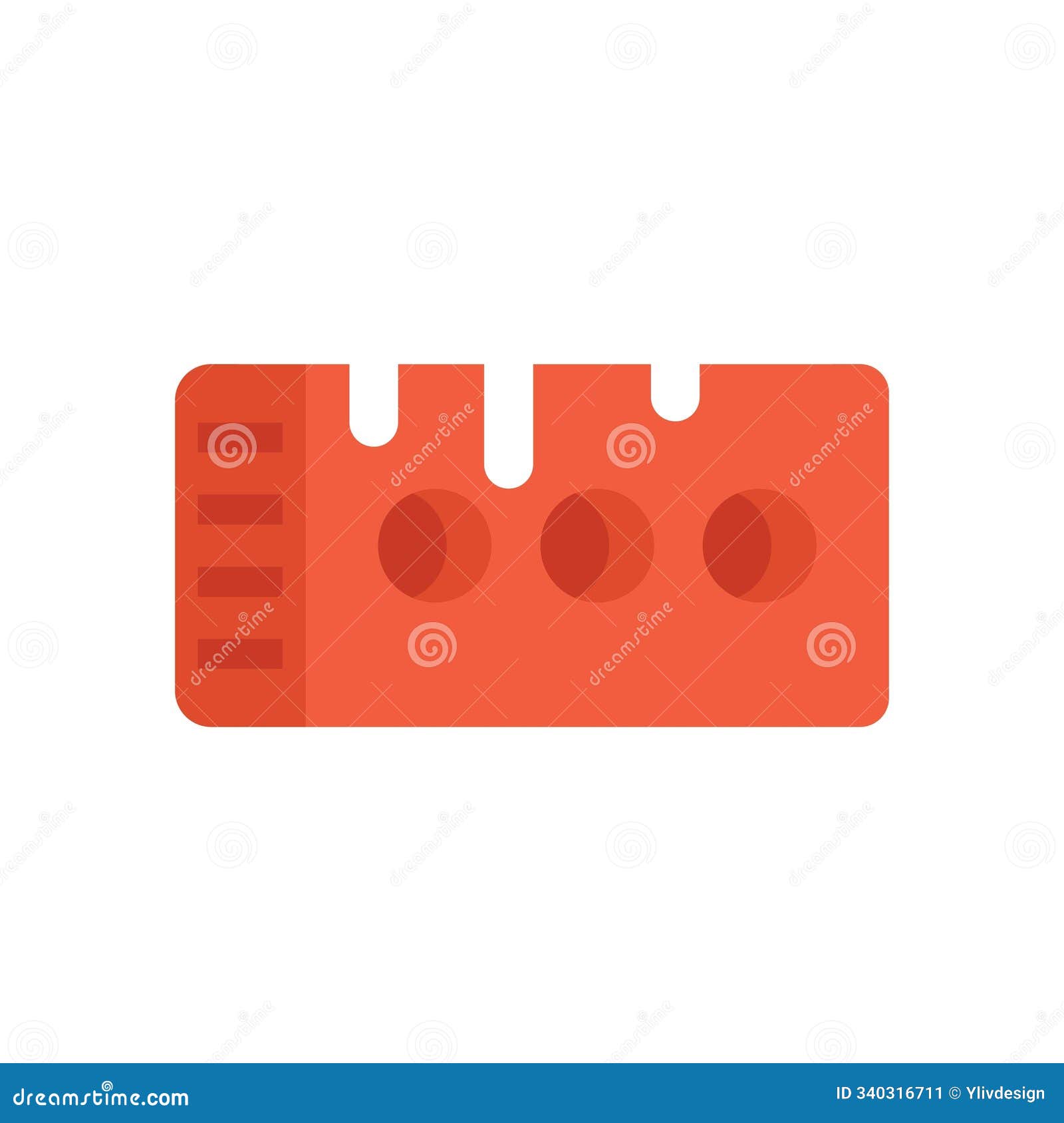 Single Red Brick for Building Walls and Houses Stock Illustration ...