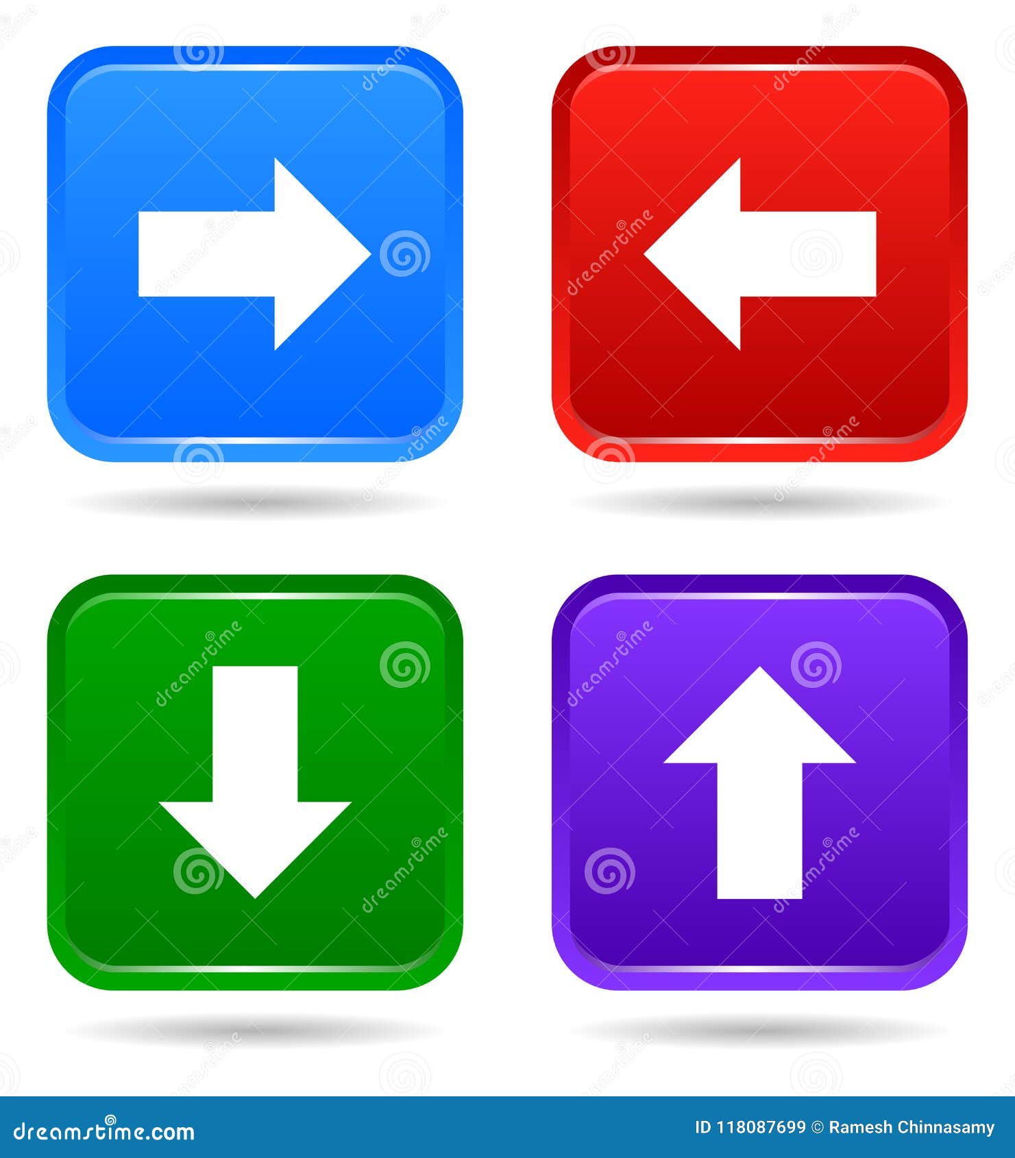 Vector Up Down Next Back Square Button Icon Set Stock Vector ...