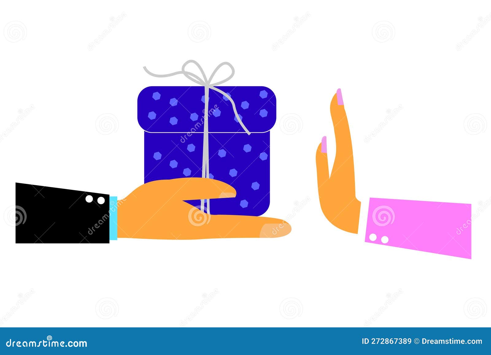 Simple Vector Illustration, Woman Refuse Gift from Man Stock Vector ...
