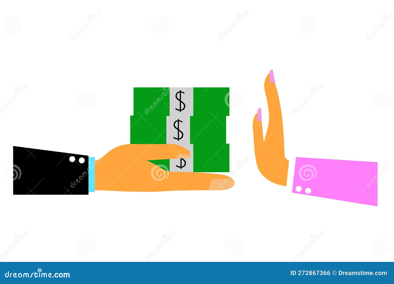 Simple Vector Illustration, Woman Refuse Money from Man Stock Vector ...