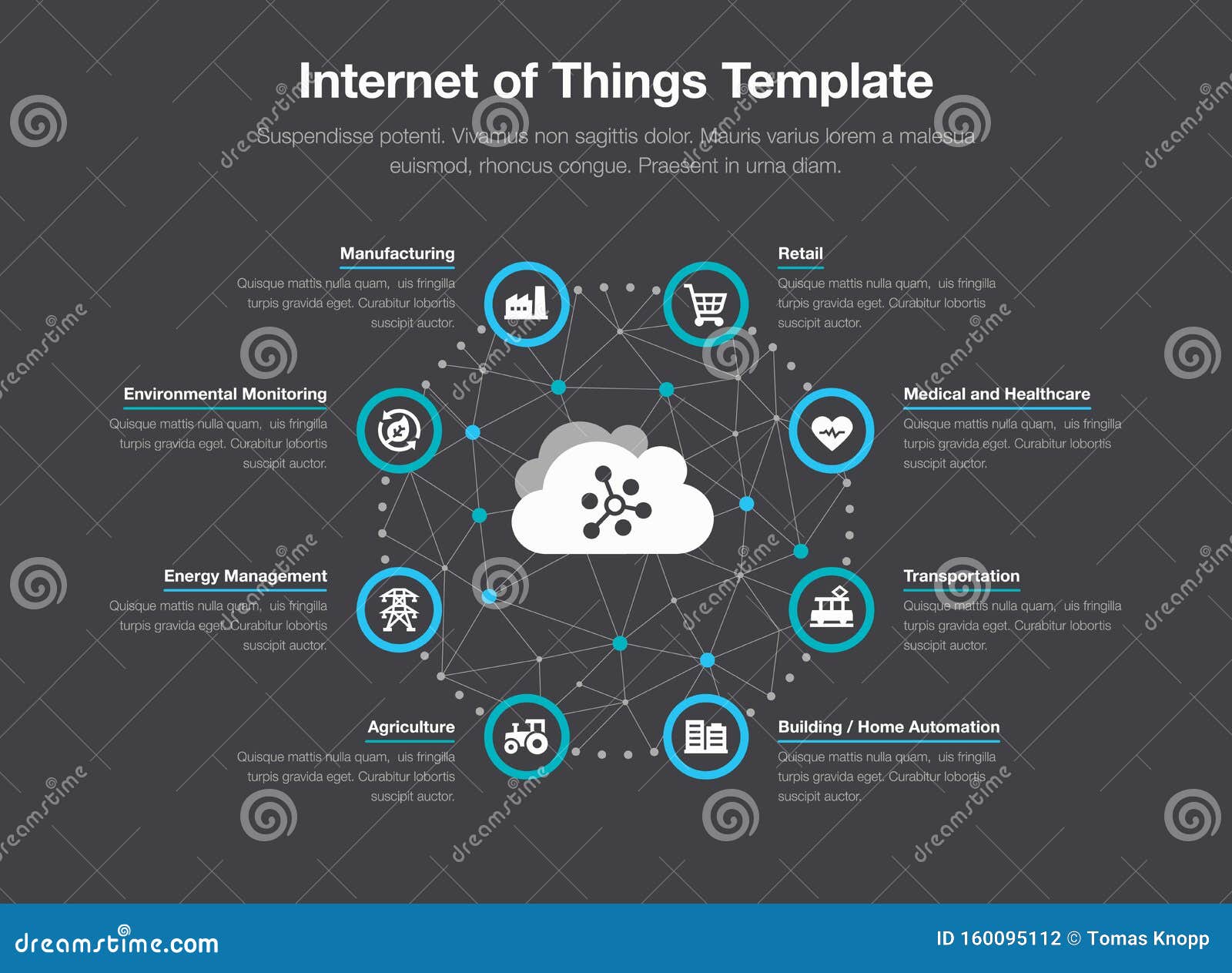 Simple Vector Infographic Template for Internet of Things - Dark ...