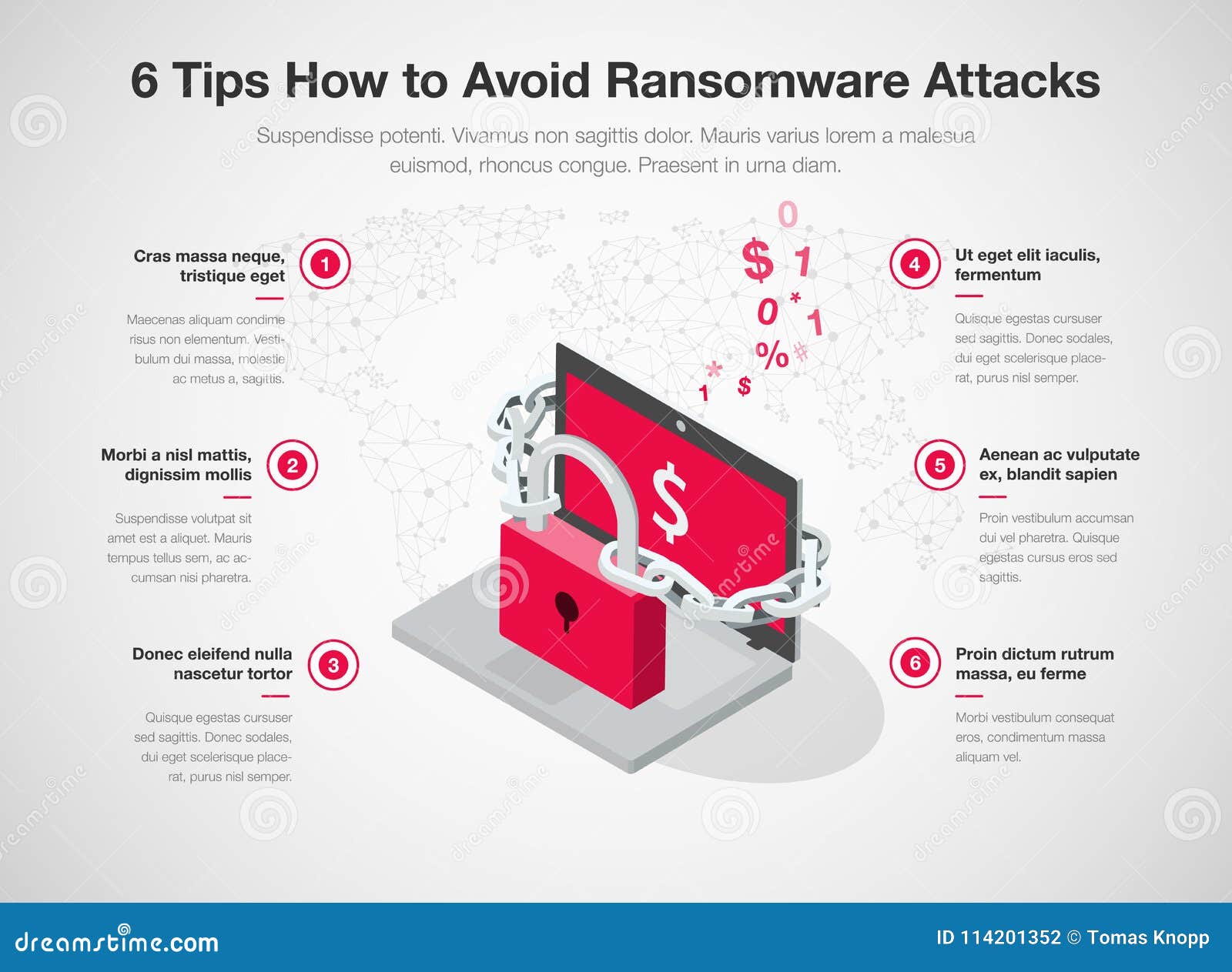 Simple Vector Infographic for 6 Tips How To Avoid Ransomware Attacks ...