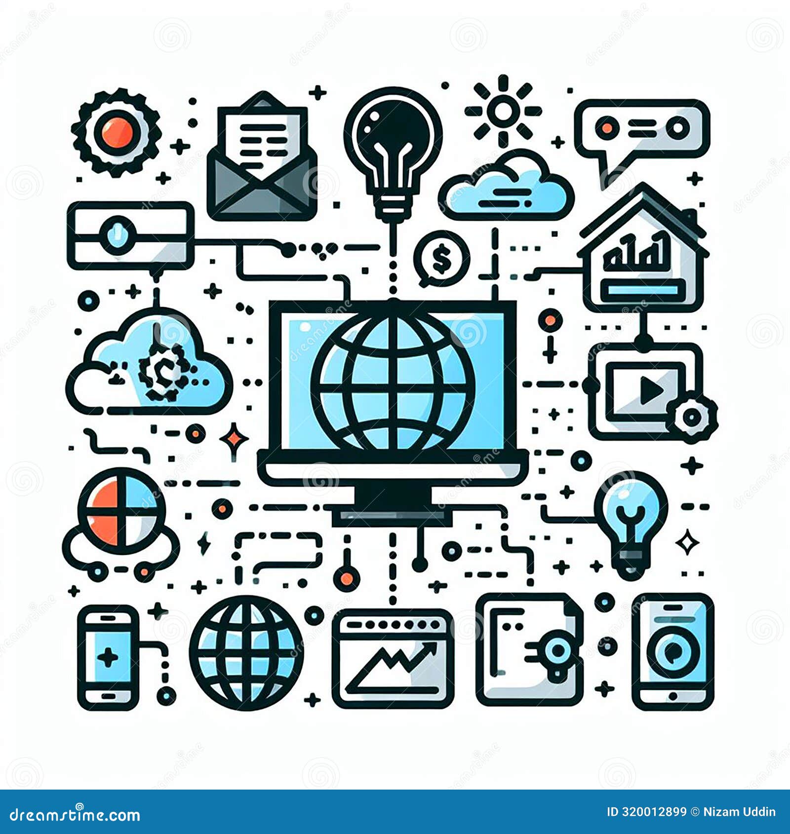Simple Vector Internet Network Communication Web Technology Computer ...