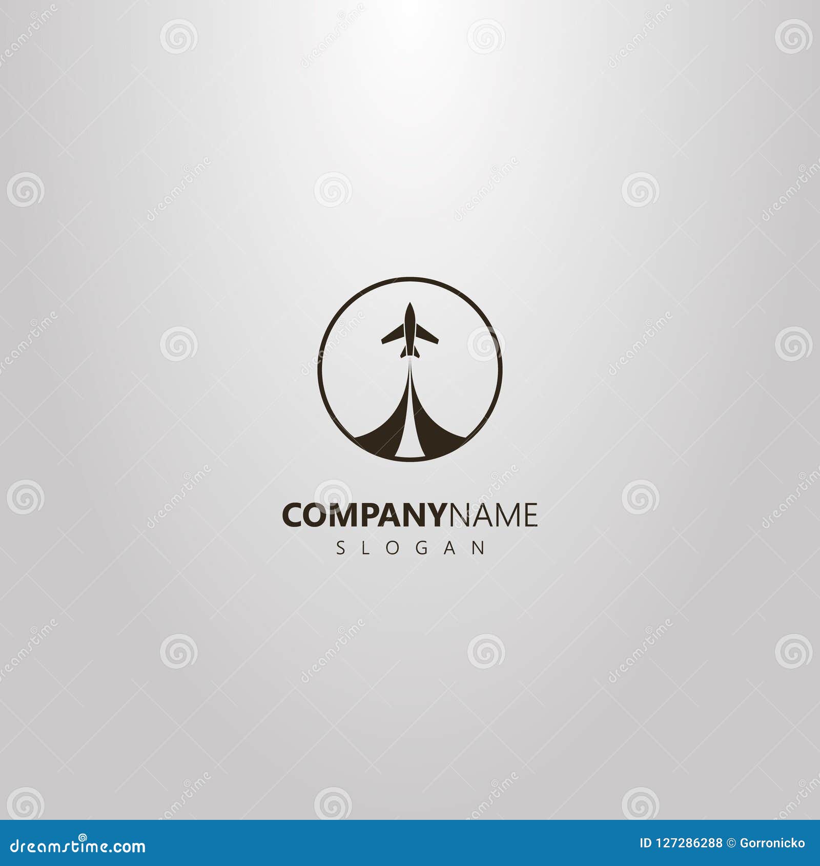 Simple Vector Isolated Logo of Take-off Airplane in a Round Frame Stock ...