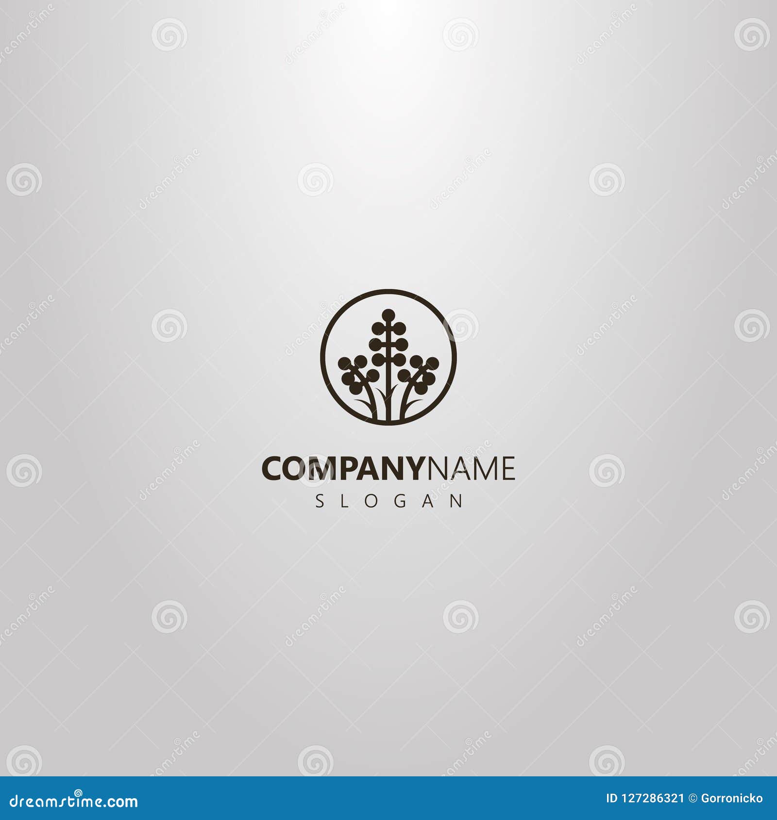 Simple Vector Isolated Logo of Three Flower Branch in a Round Frame ...