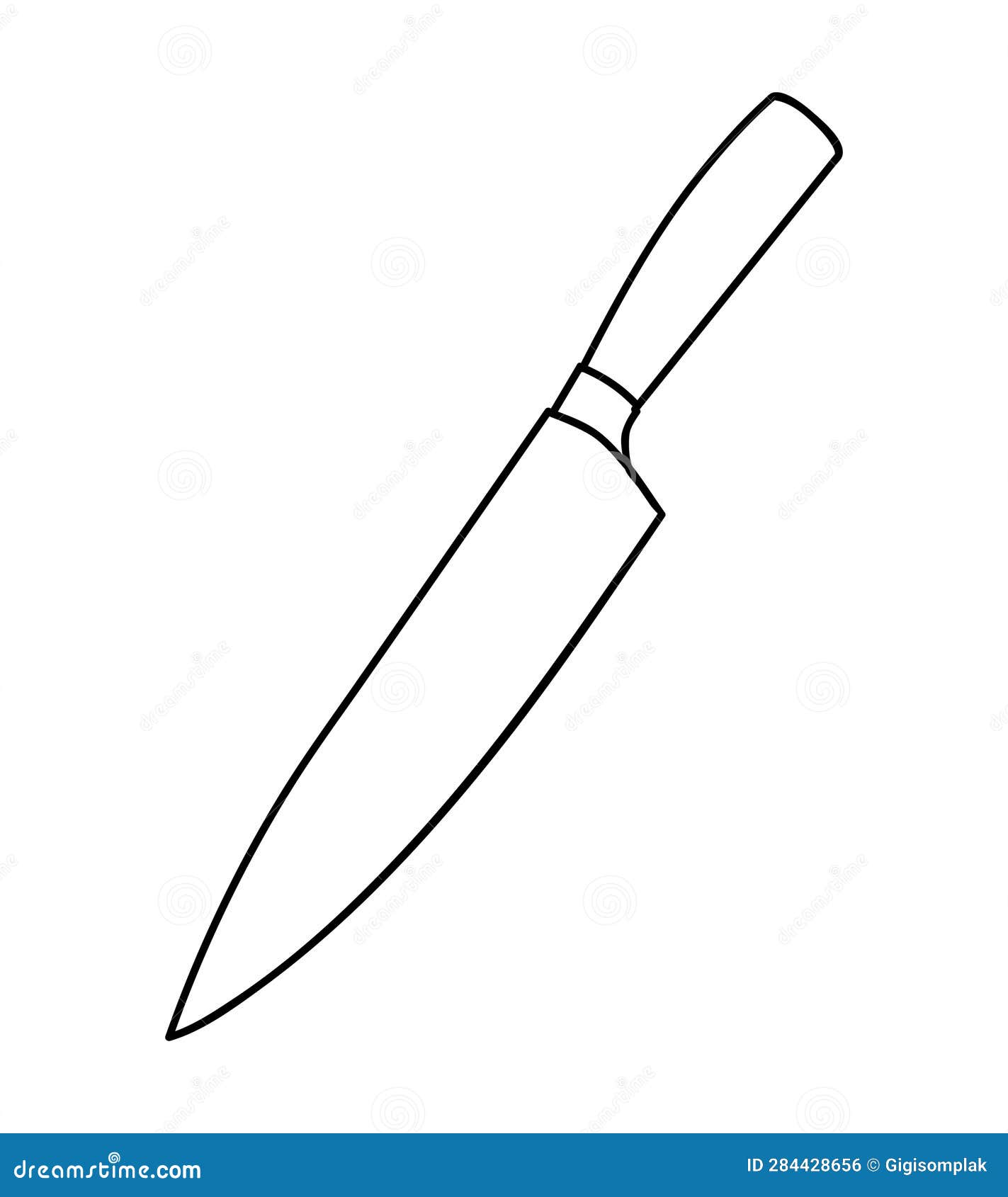 Simple Vector Kitchen Knife, Outline Line Art, Isolated on White Stock ...