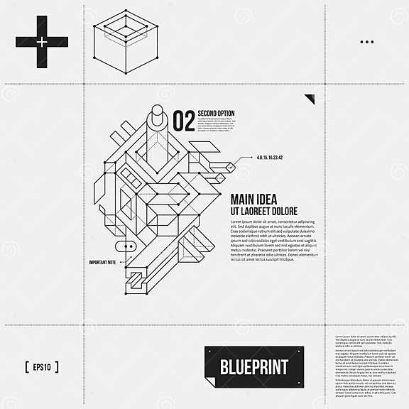 Simple Vector Layout with Abstract Outline Object in Draft Style Stock ...
