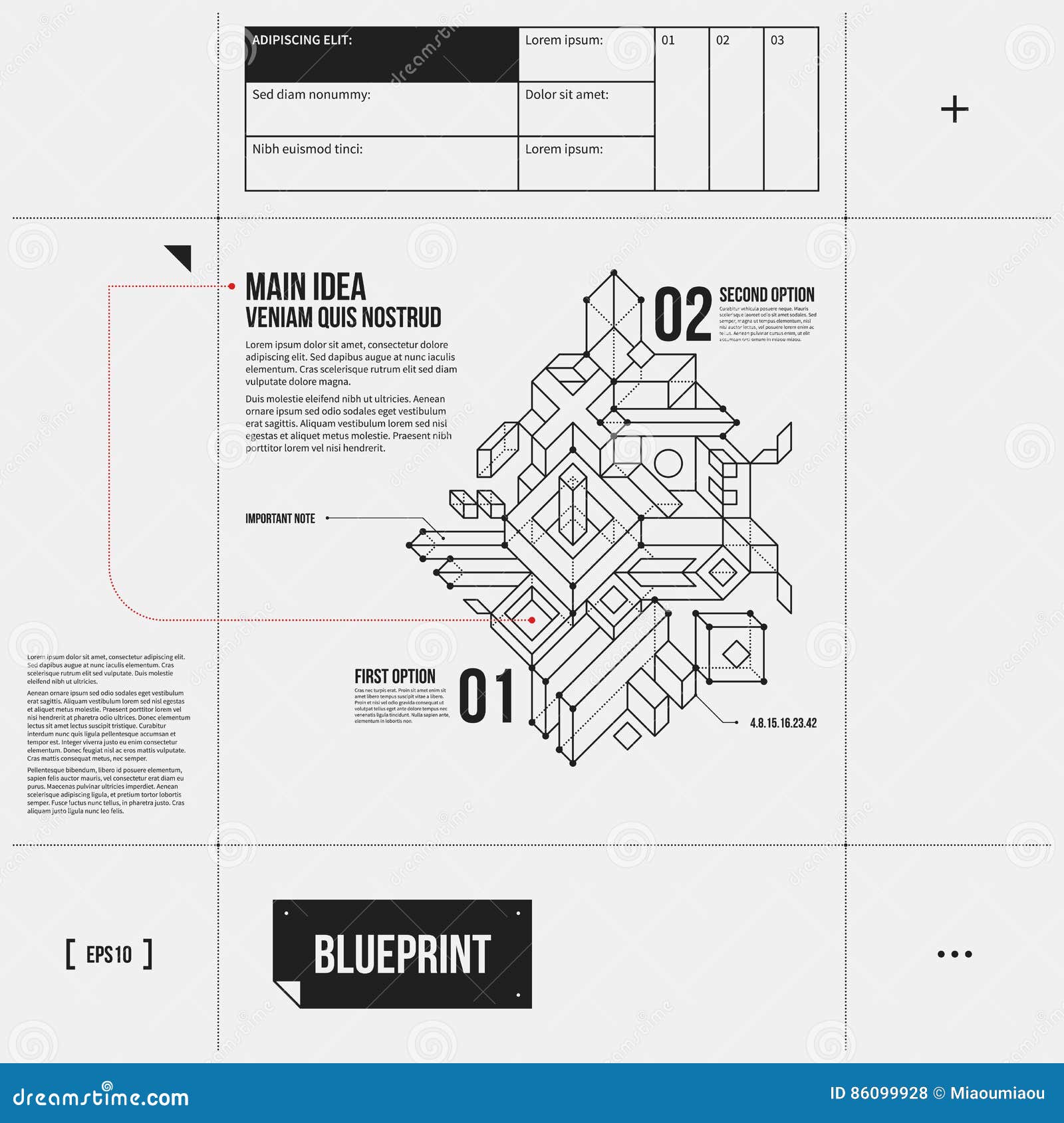 Simple Vector Layout with Abstract Outline Object in Draft Style Stock ...