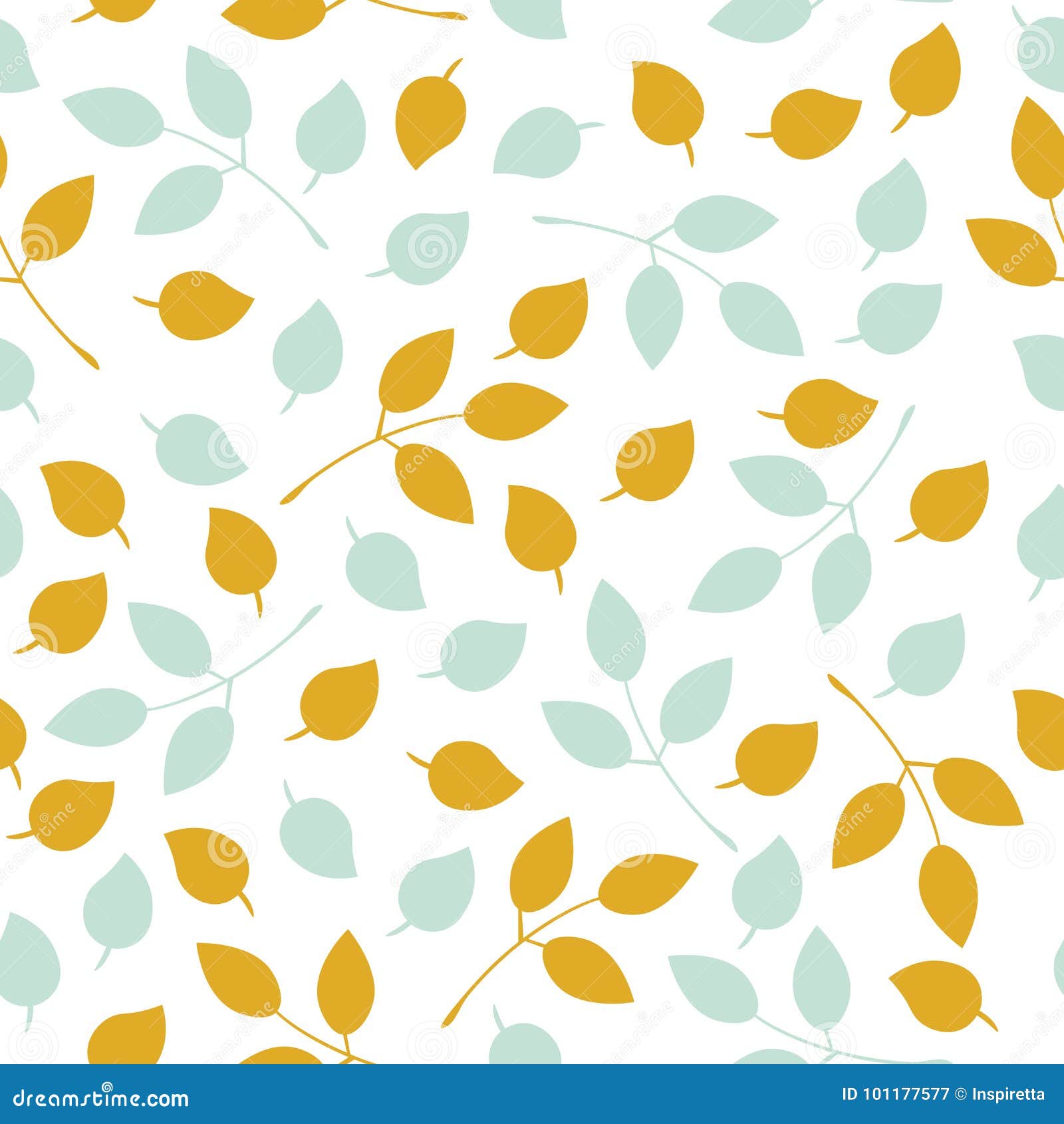 Simple Vector Leaves Pattern. Autumn Leaves Seamless Pattern on White ...