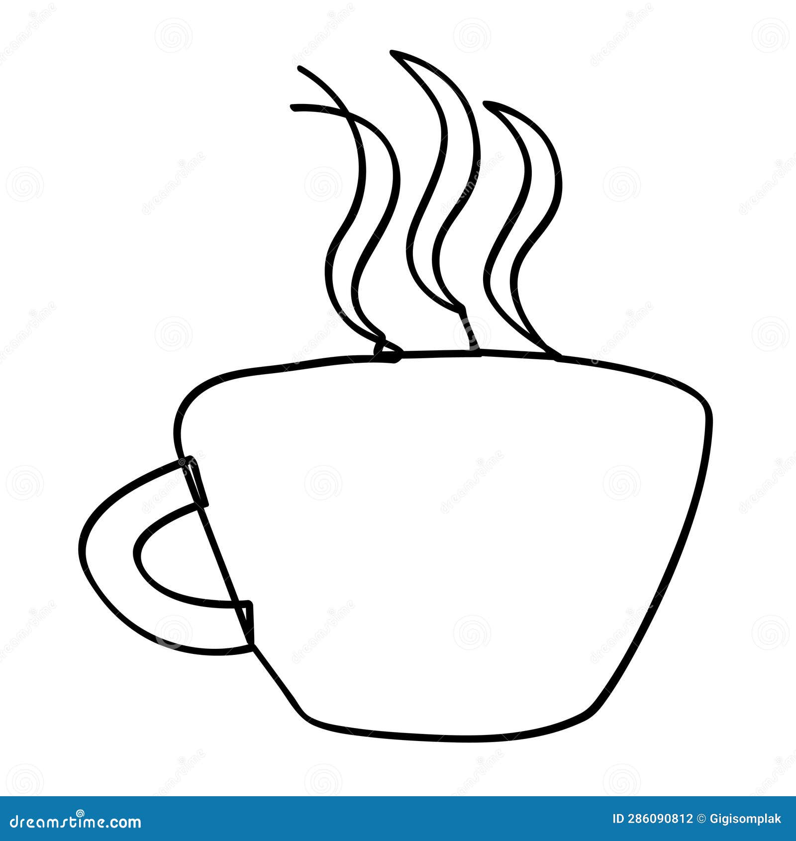 Simple Vector Line Art, Cup of Hot Drink, Continuous Isolated on White ...