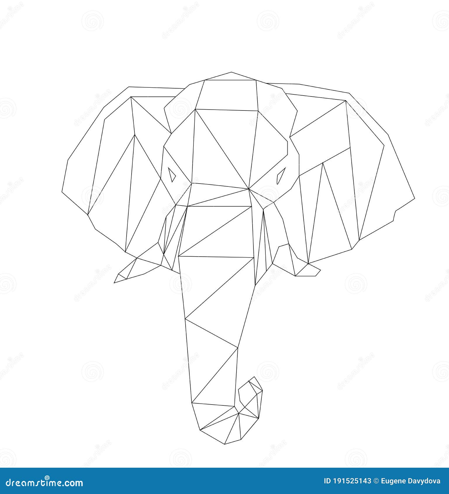 Simple Vector Line Art of Elephant Head Stock Vector - Illustration of ...