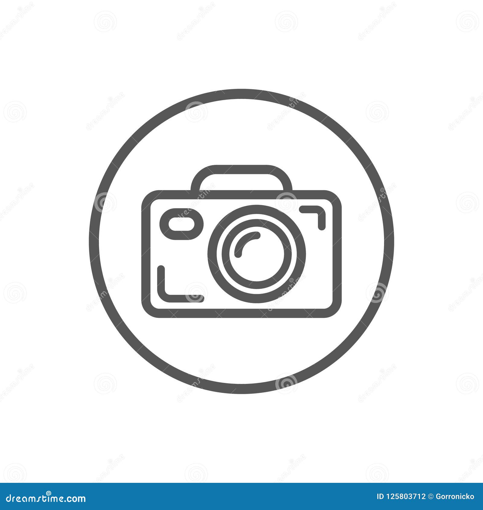 Simple Vector Line Art Icon of Camera in the Round Frame Stock ...