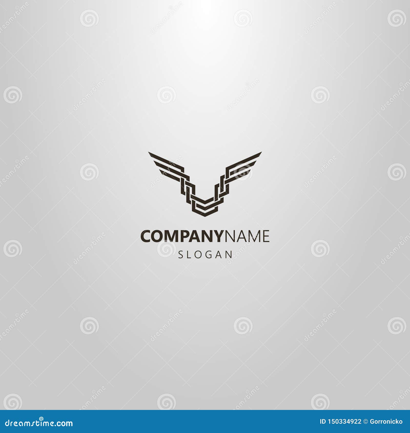 Simple Vector Line Art Logo of the Abstract Wings of a Bird of Three ...