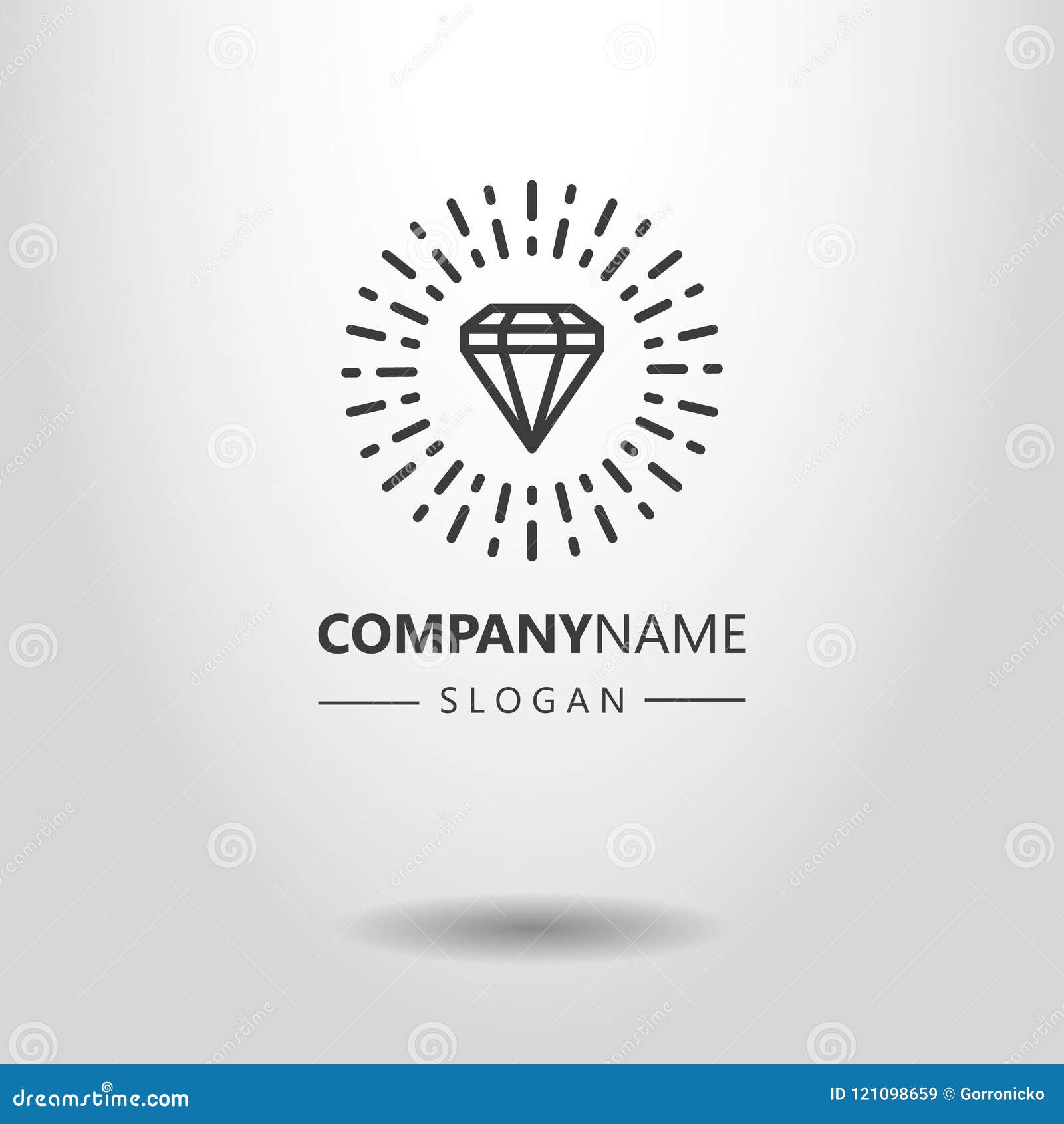 Simple Vector Line Art Logo of Diamond in Rays Stock Illustration ...