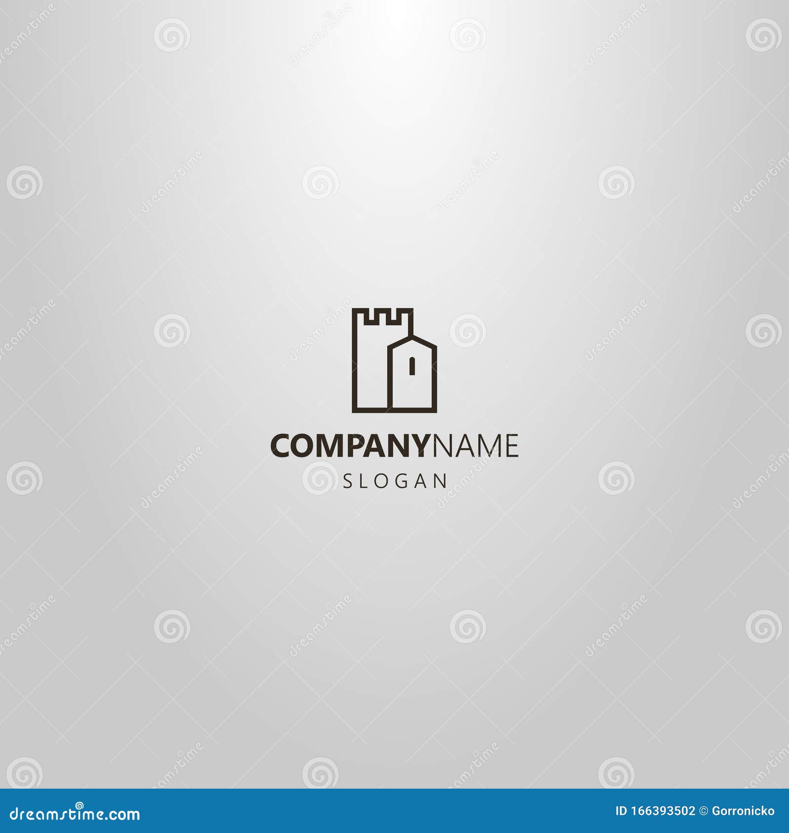 Simple Vector Line Art Logo of a Medieval Castle with a Tower Stock ...