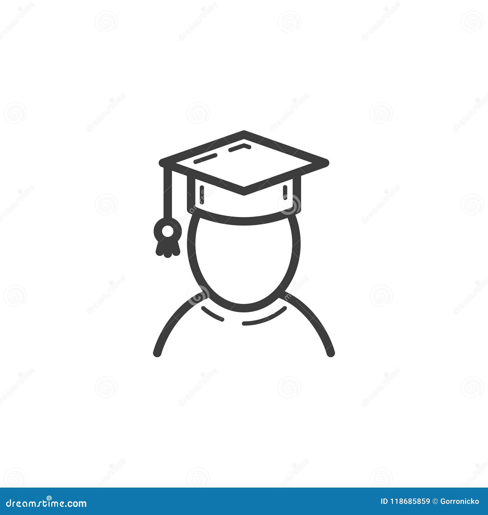 Simple Vector Line Art Outline Icon of the Graduate of the University ...