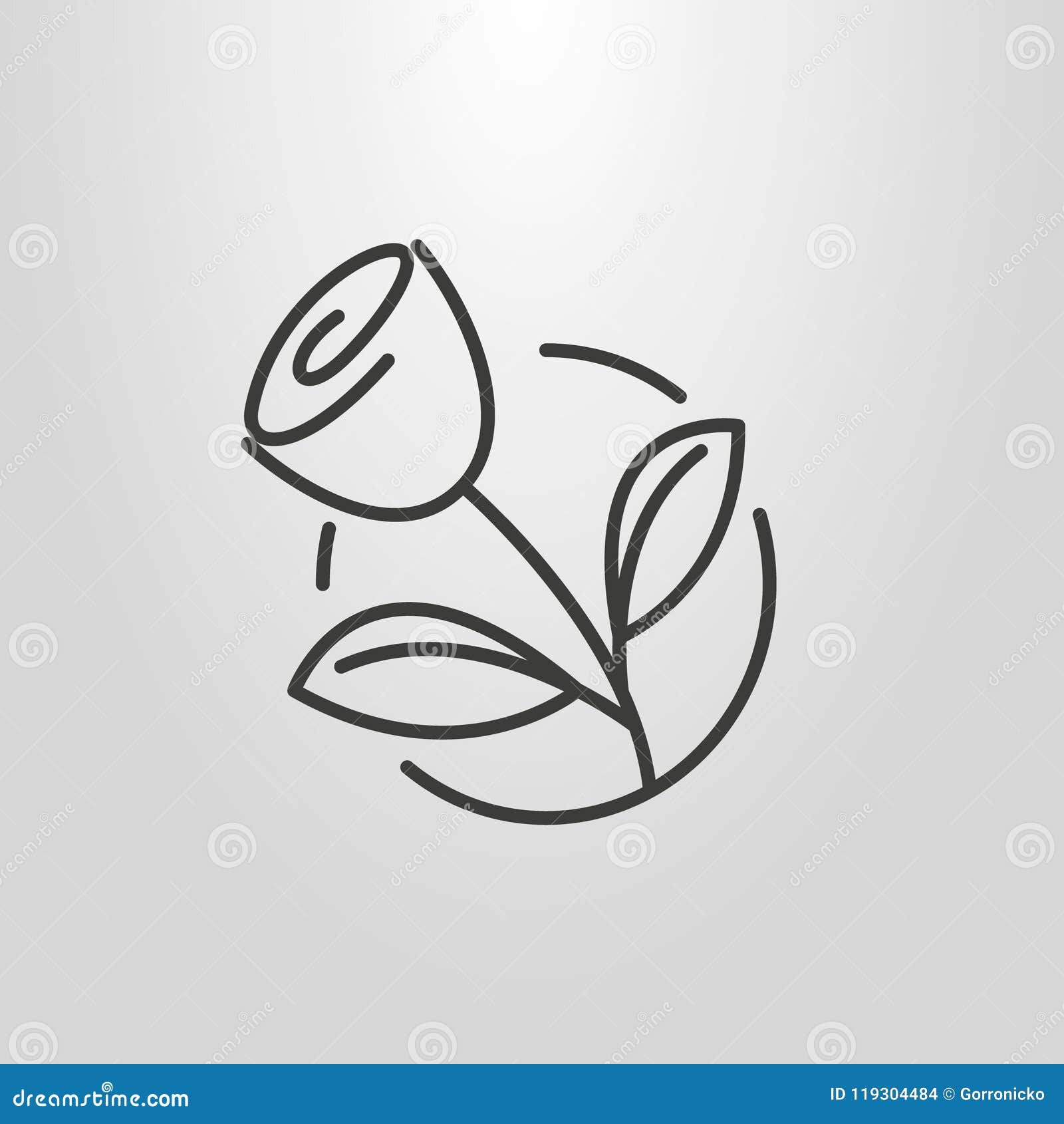 Simple Vector Line Art Pictogram of Rose in a Round Frame Stock ...