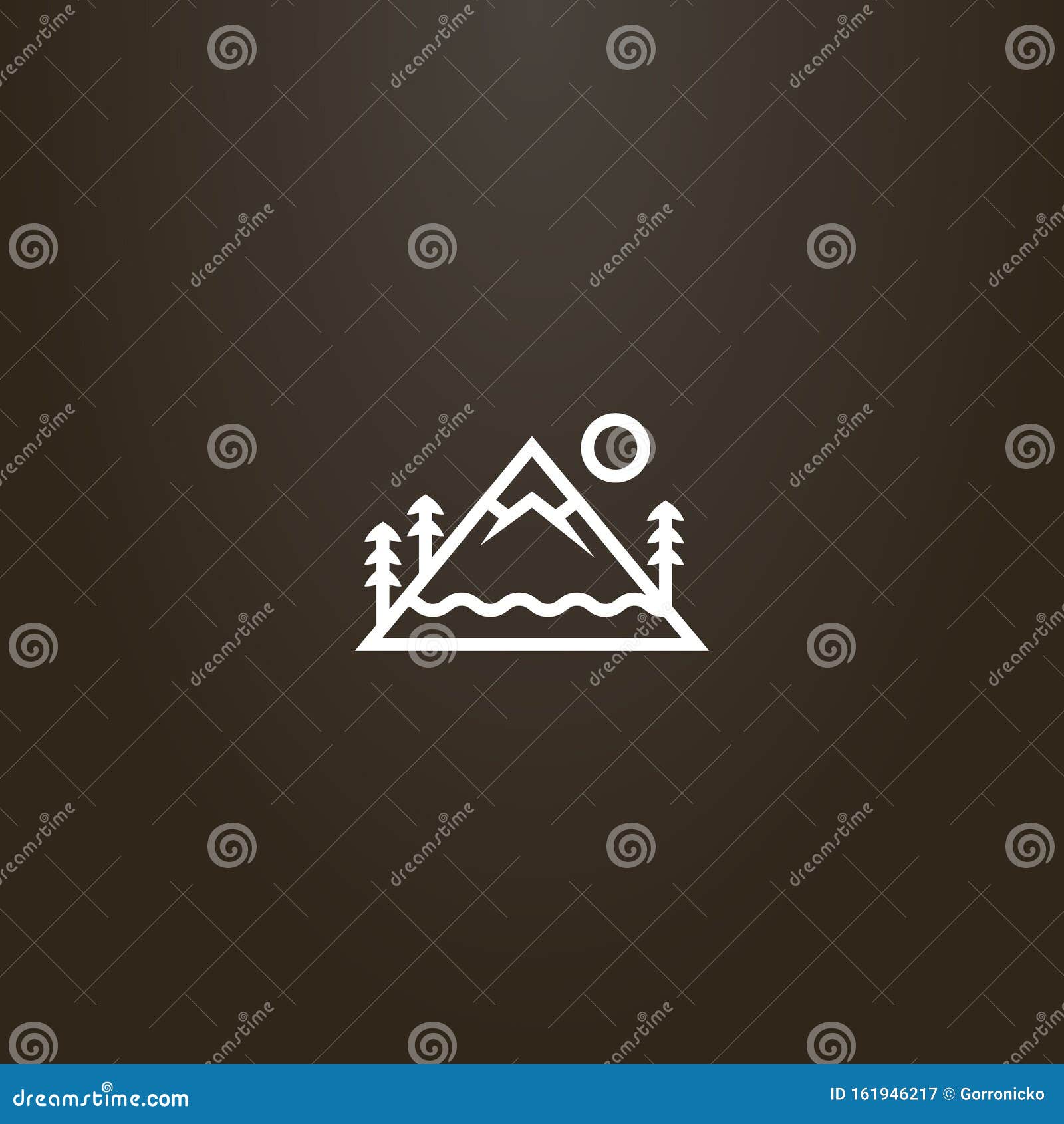 Simple Vector Line Art Sign of a Triangular Mountain with Snowy Peak ...