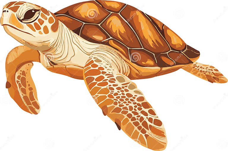 Simple Vector Loggerhead Turtle Clipart Stock Vector - Illustration of ...