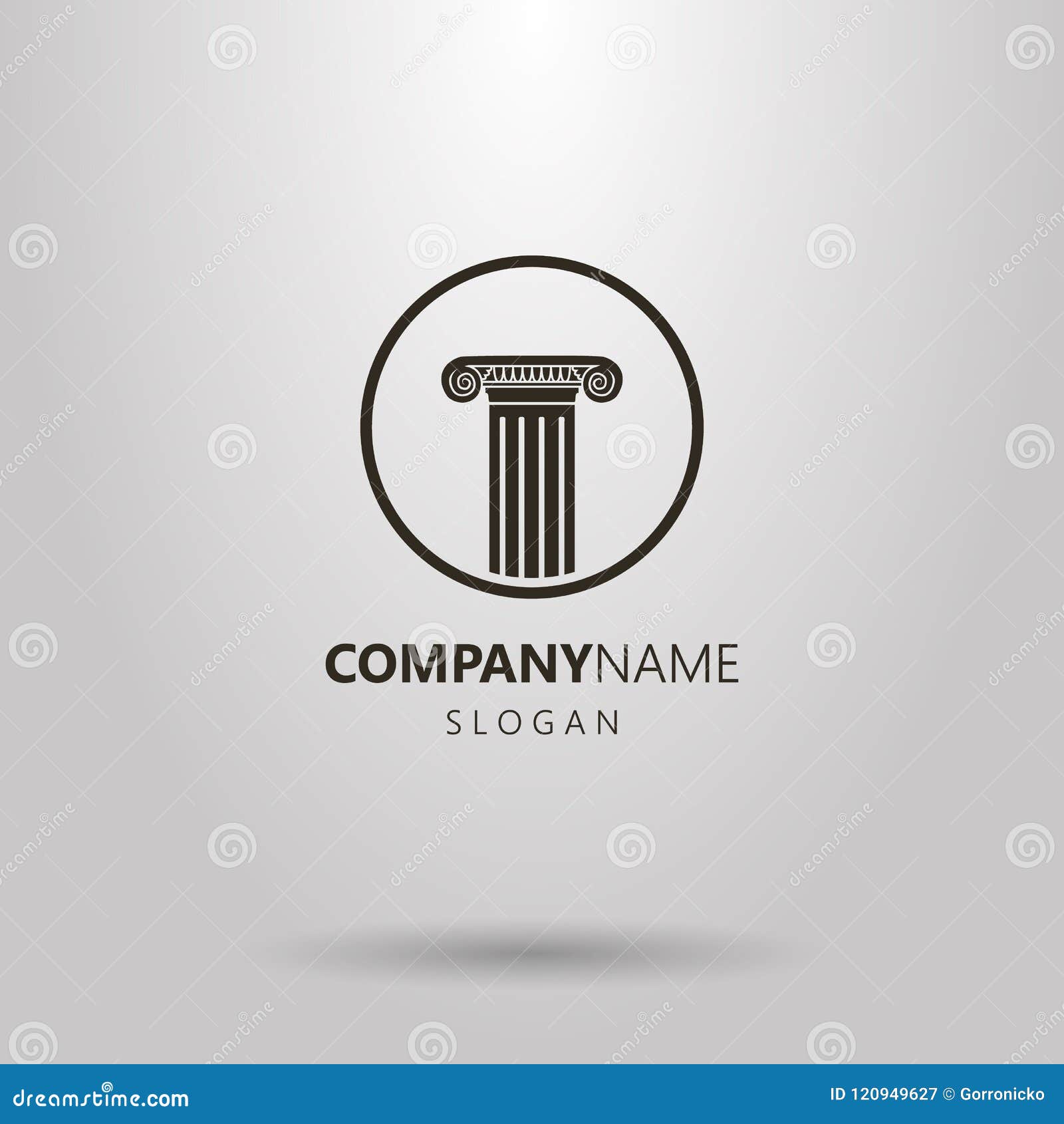 Simple Vector Logo of the Ancient Column in a Round Frame Stock ...