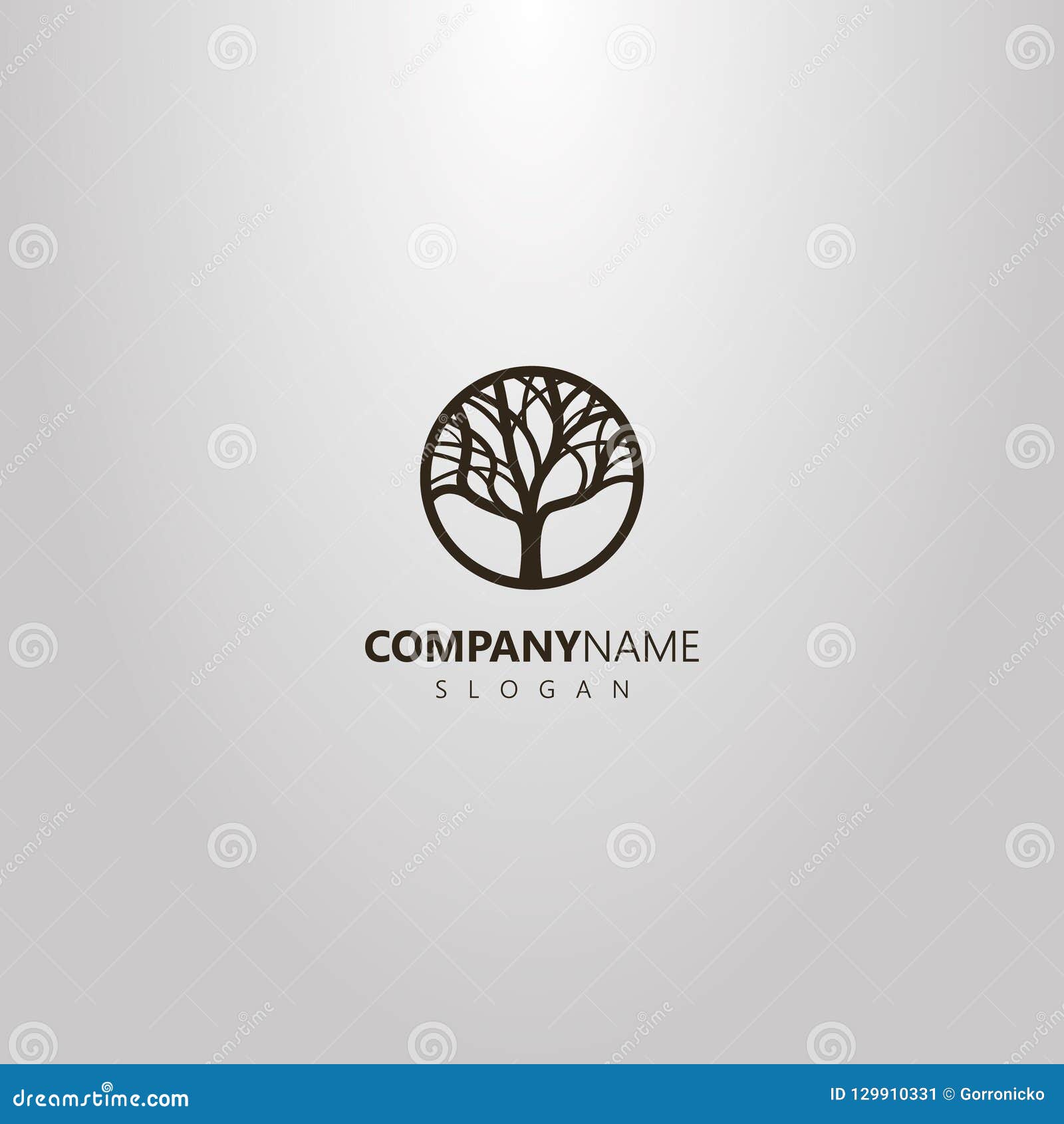 Simple Vector Logo of Deciduous Tree in a Round Frame Stock ...