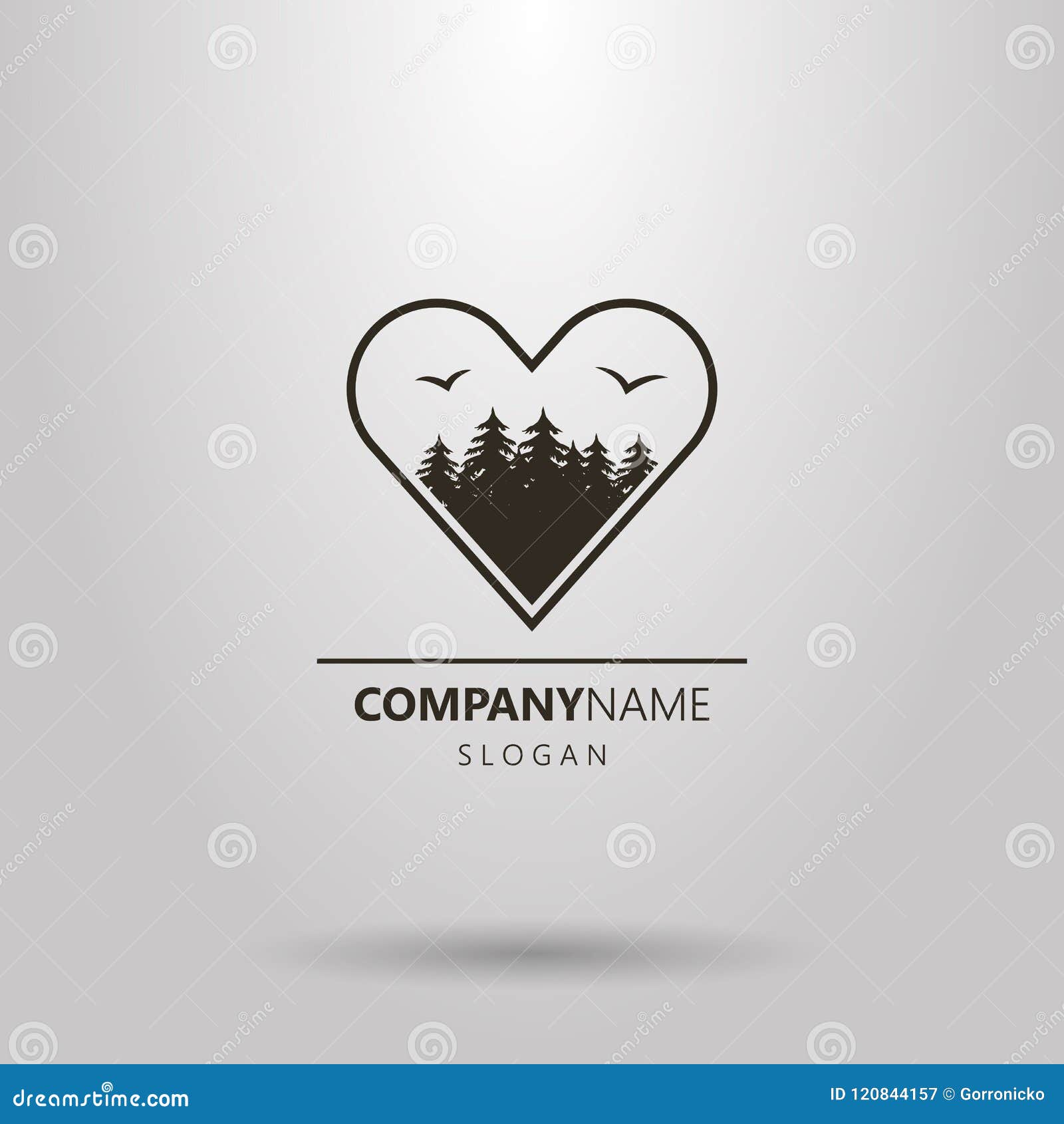 Simple Vector Logo of the Forest in the Heart Shape Frame Stock ...