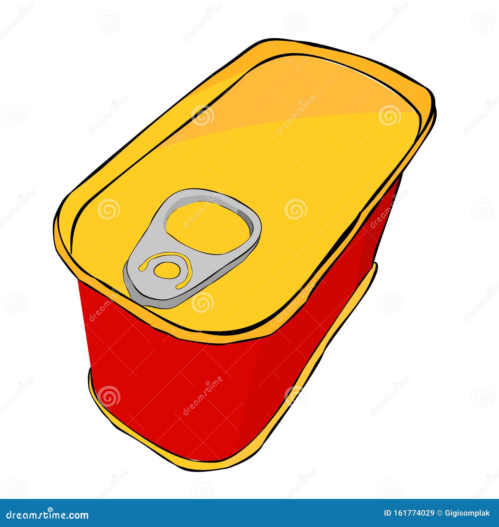 Simple Vector Low Angle Perspective Rectangle Can Red Yellow and Gray ...