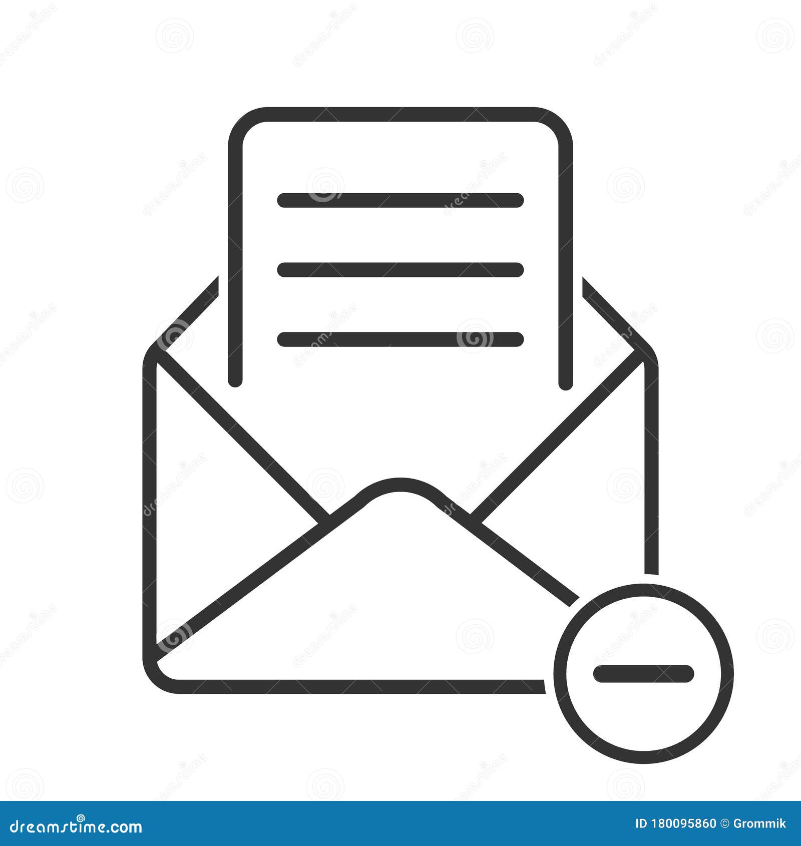 Simple Vector Mail Icon, Delete Email. Stock Design Isolated on a White ...