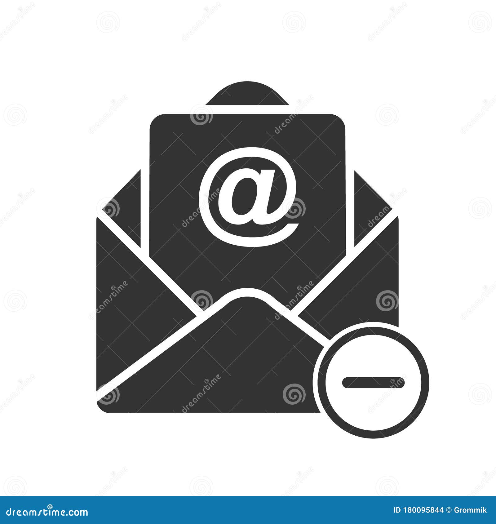Simple Vector Mail Icon, Delete Email. Stock Design Isolated on a White ...