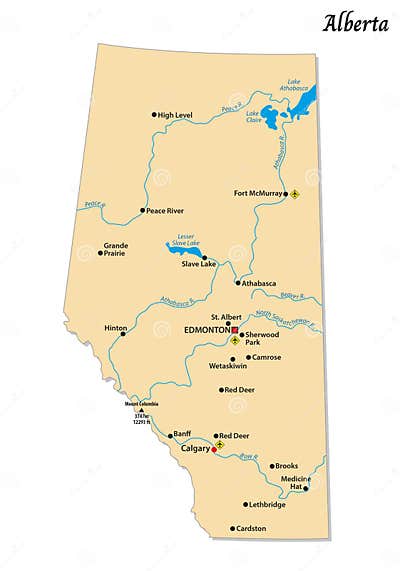 Simple Vector Map of Alberta, Canada Stock Illustration - Illustration ...