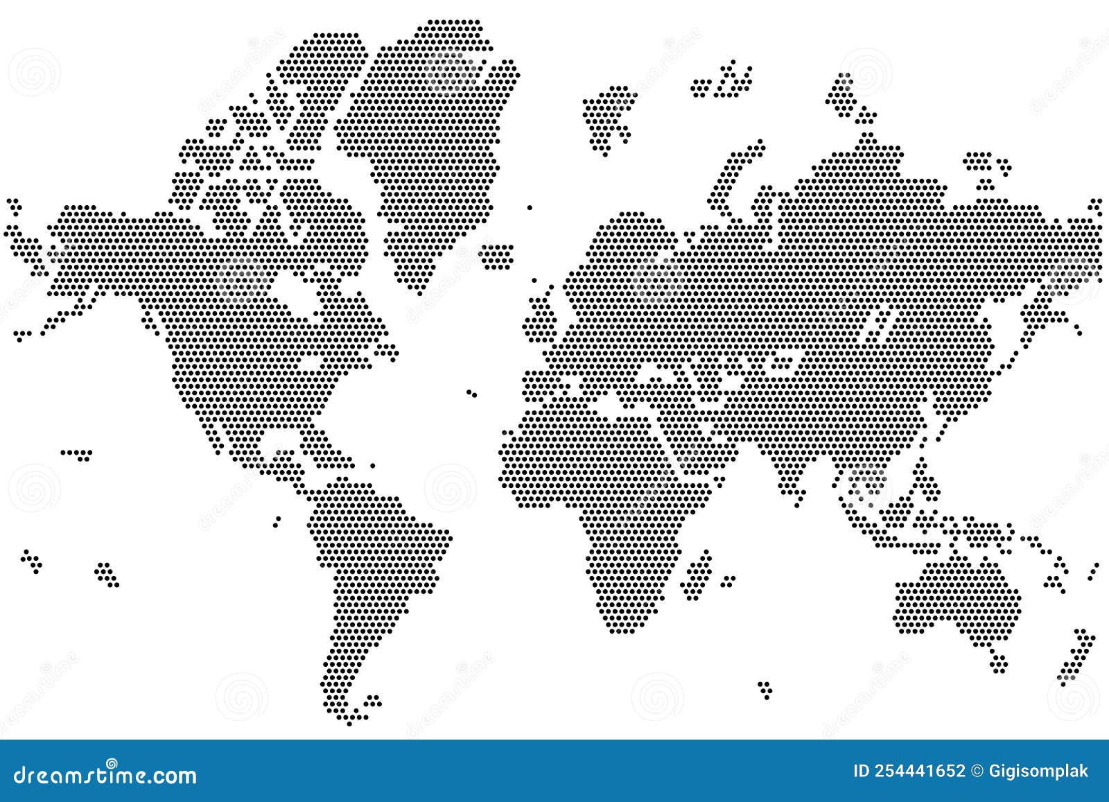 Simple Vector Map World from Black Circle Formation, Isolated on White ...