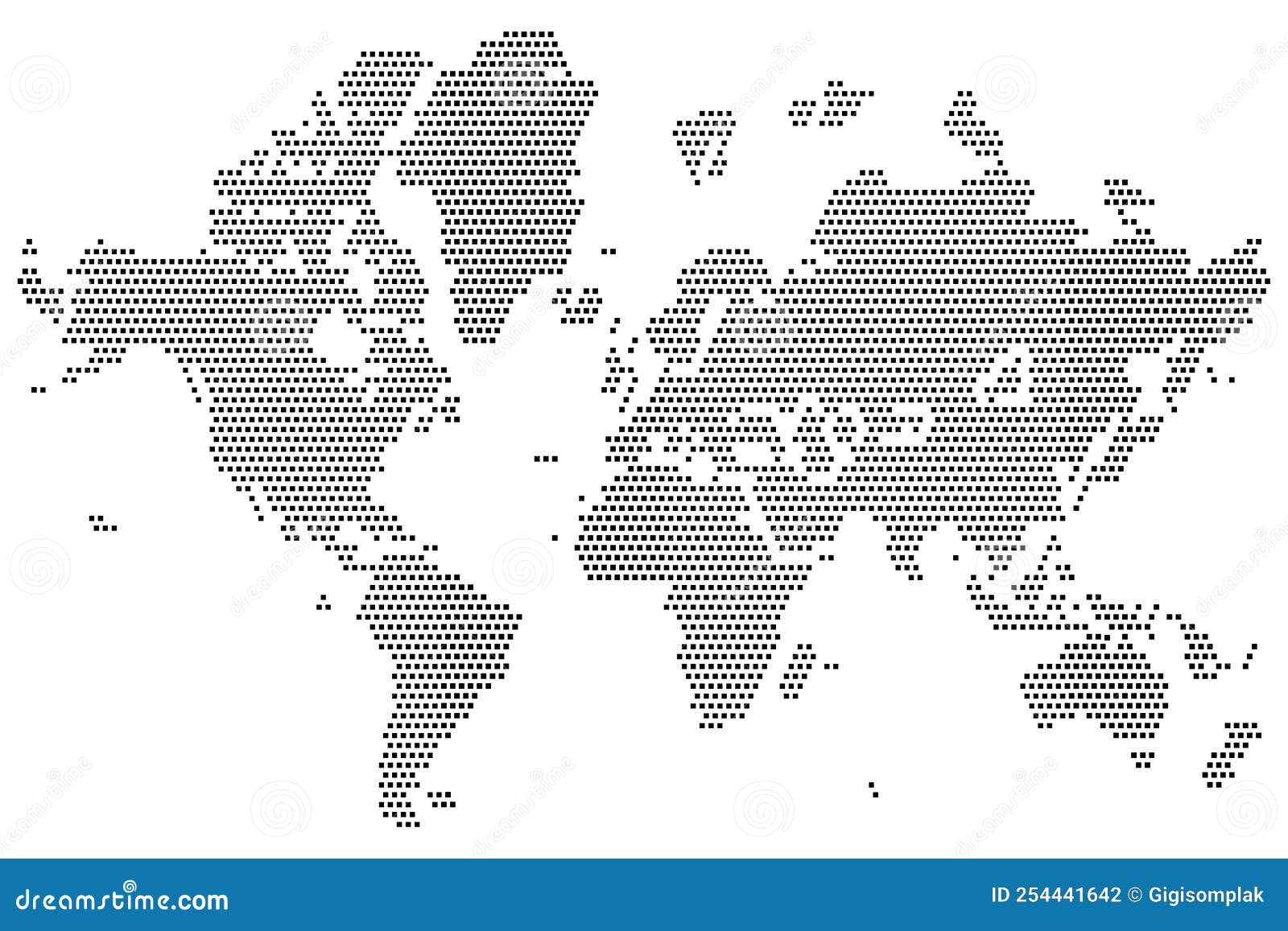 Simple Vector Map World from Black Square Formation, Isolated on White ...