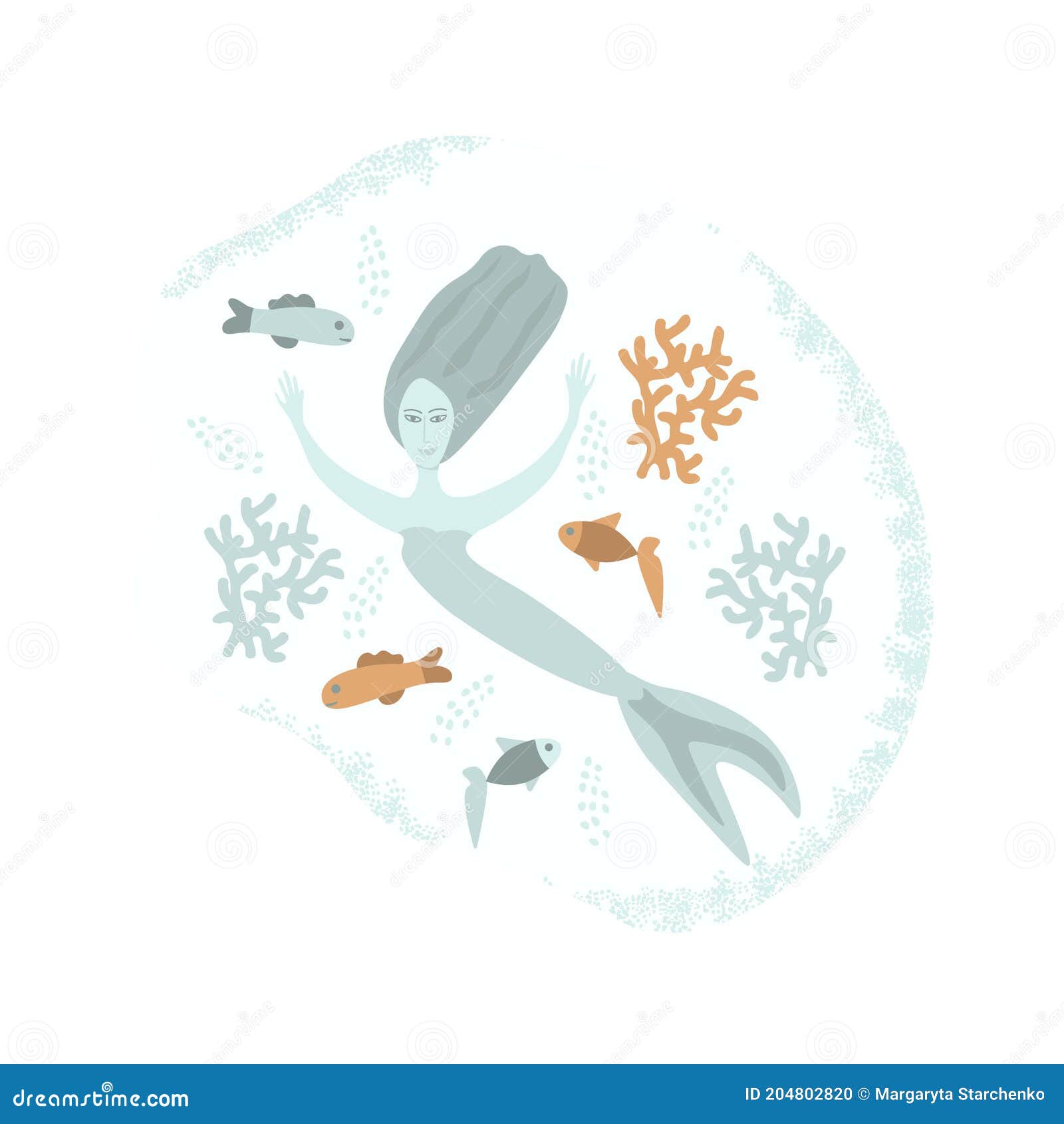 Simple vector mermaid stock vector. Illustration of magic - 204802820