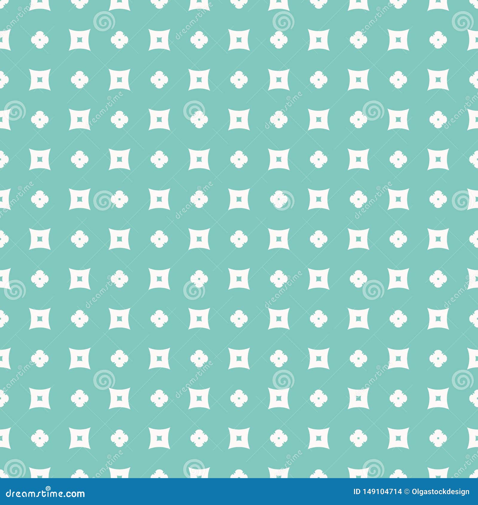 Simple Vector Minimalist Floral Geometric Seamless Pattern. Turquoise ...