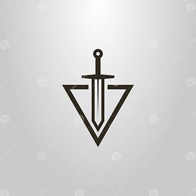 Simple Vector Modern Symbol of Sword Cutting into a Triangle Stock ...