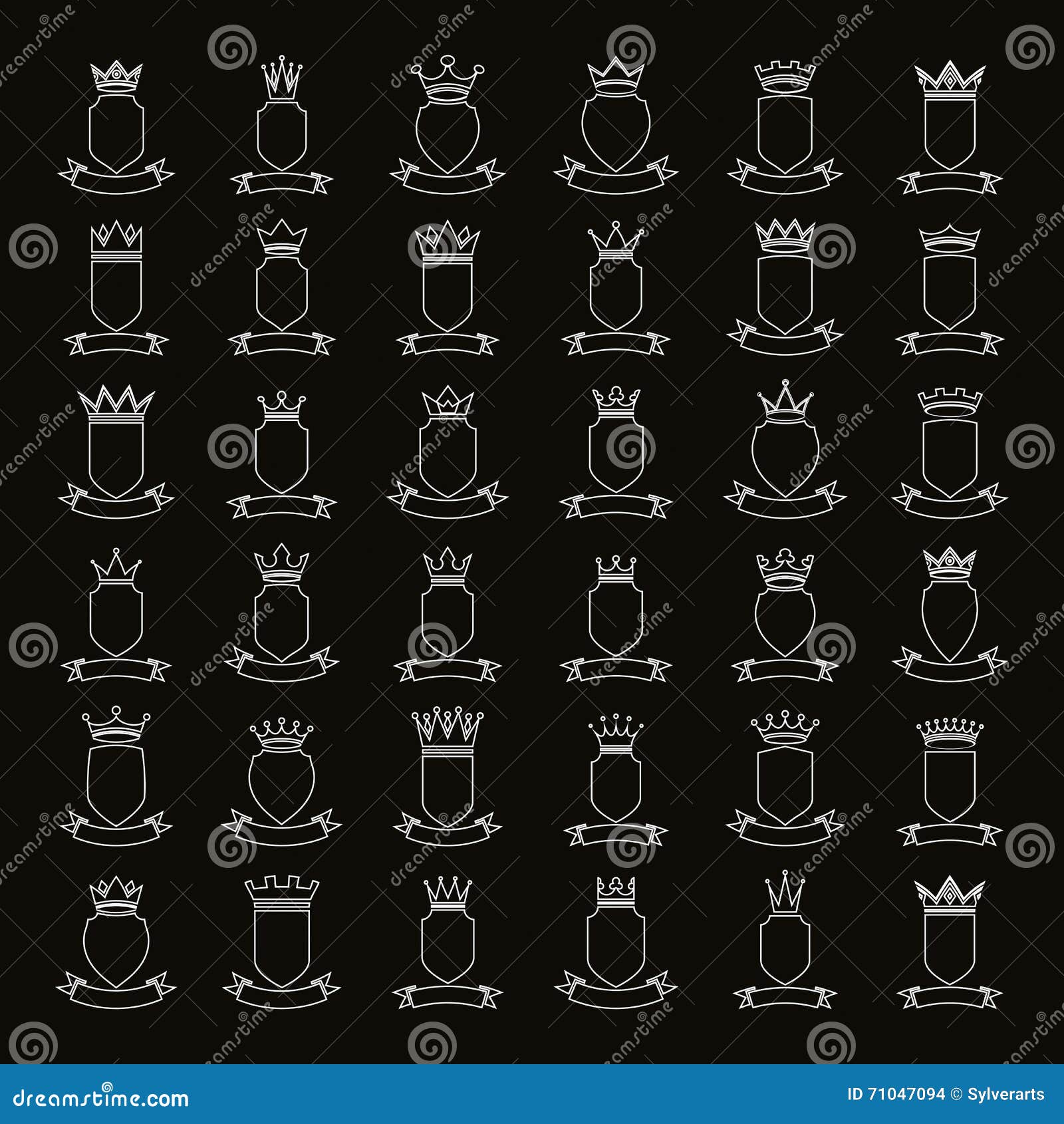 Simple Vector Monochrome Heraldic Blazons, Different Shields Wit Stock ...