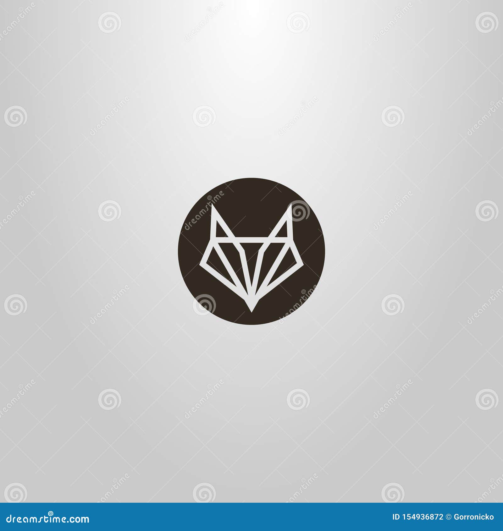 Simple Vector Negative Space Round Logo of an Abstract Fox or Wolf Head ...
