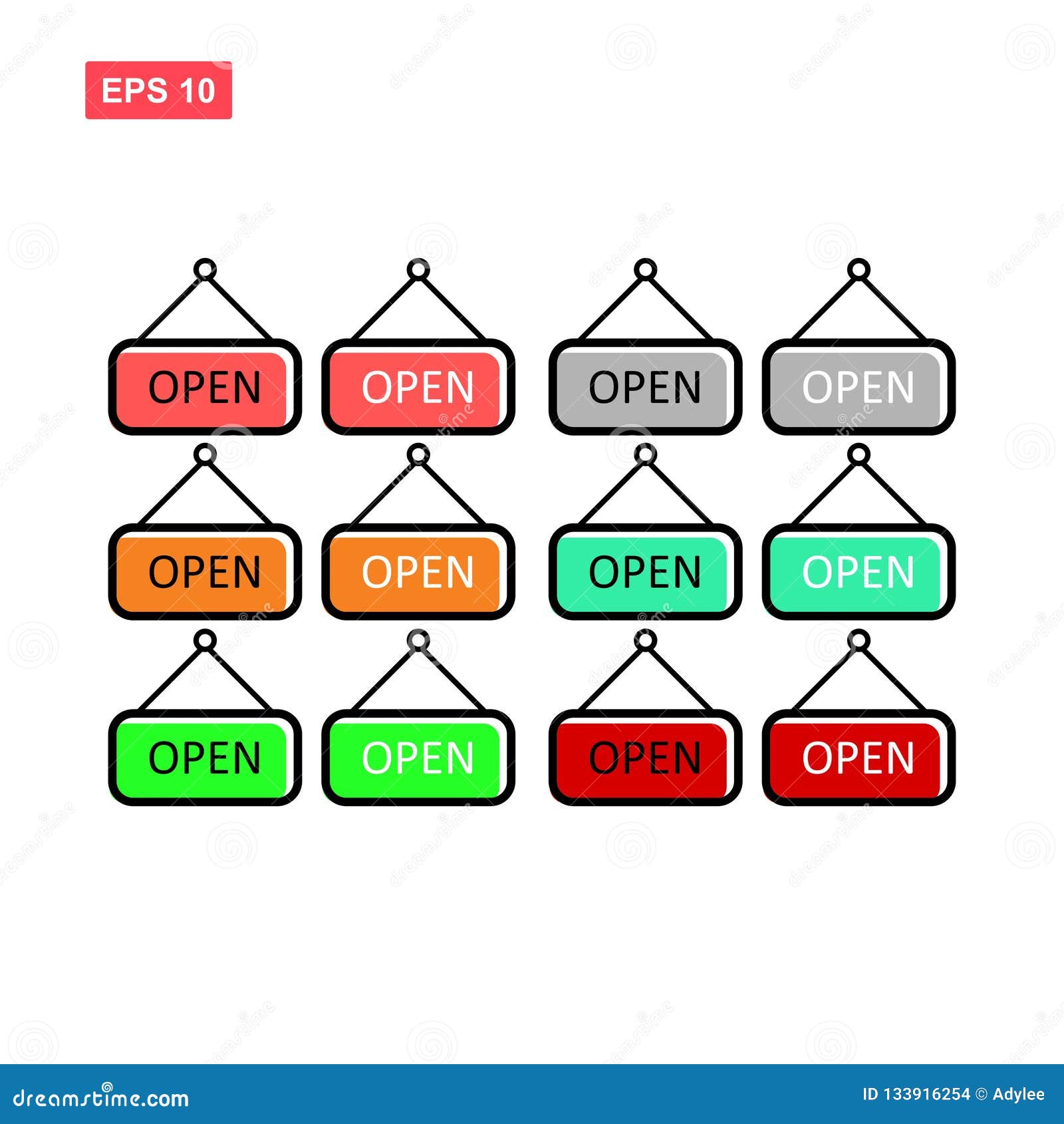 Simple Vector Open Sign with Some Colors Stock Vector - Illustration of ...