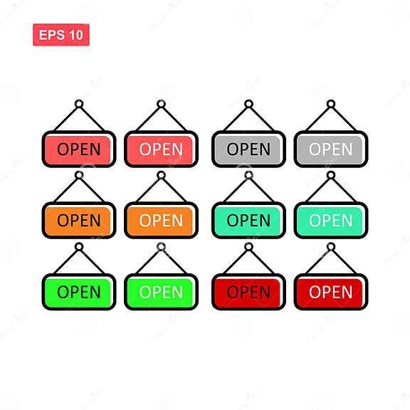 Simple Vector Open Sign with Some Colors Stock Vector - Illustration of ...