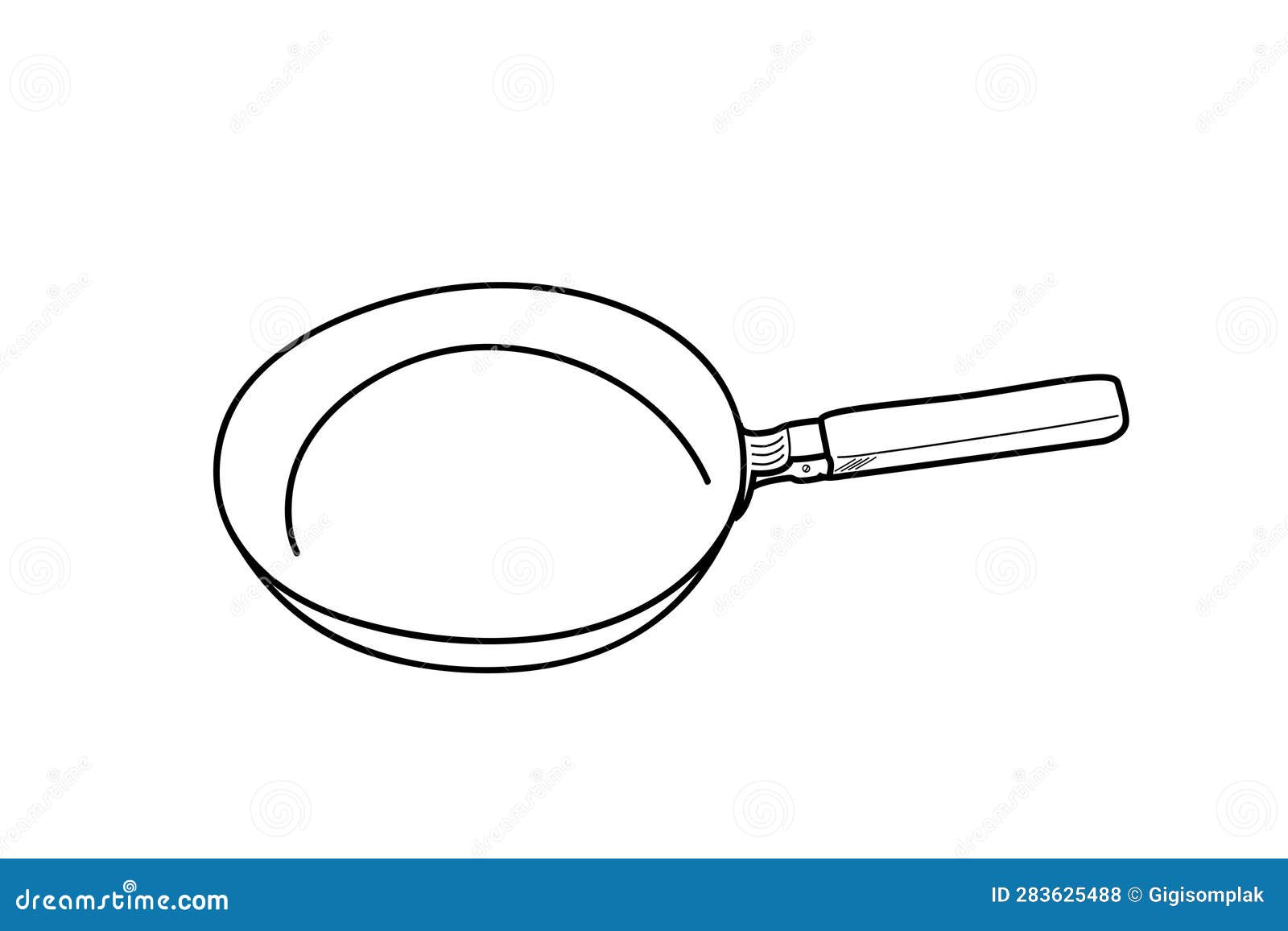 Simple Vector Outline Doodle Pan, Isolated on White Stock Illustration ...