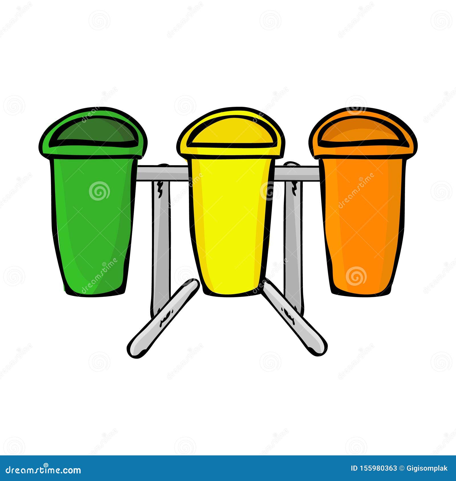 Simple Vector Outline Hand Draw Sketch of Empty Clean and Tidy Trash ...